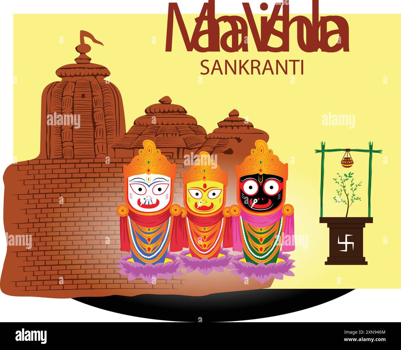 Vector illustration poster of maha vishuba sankranti, portrait of lord ...