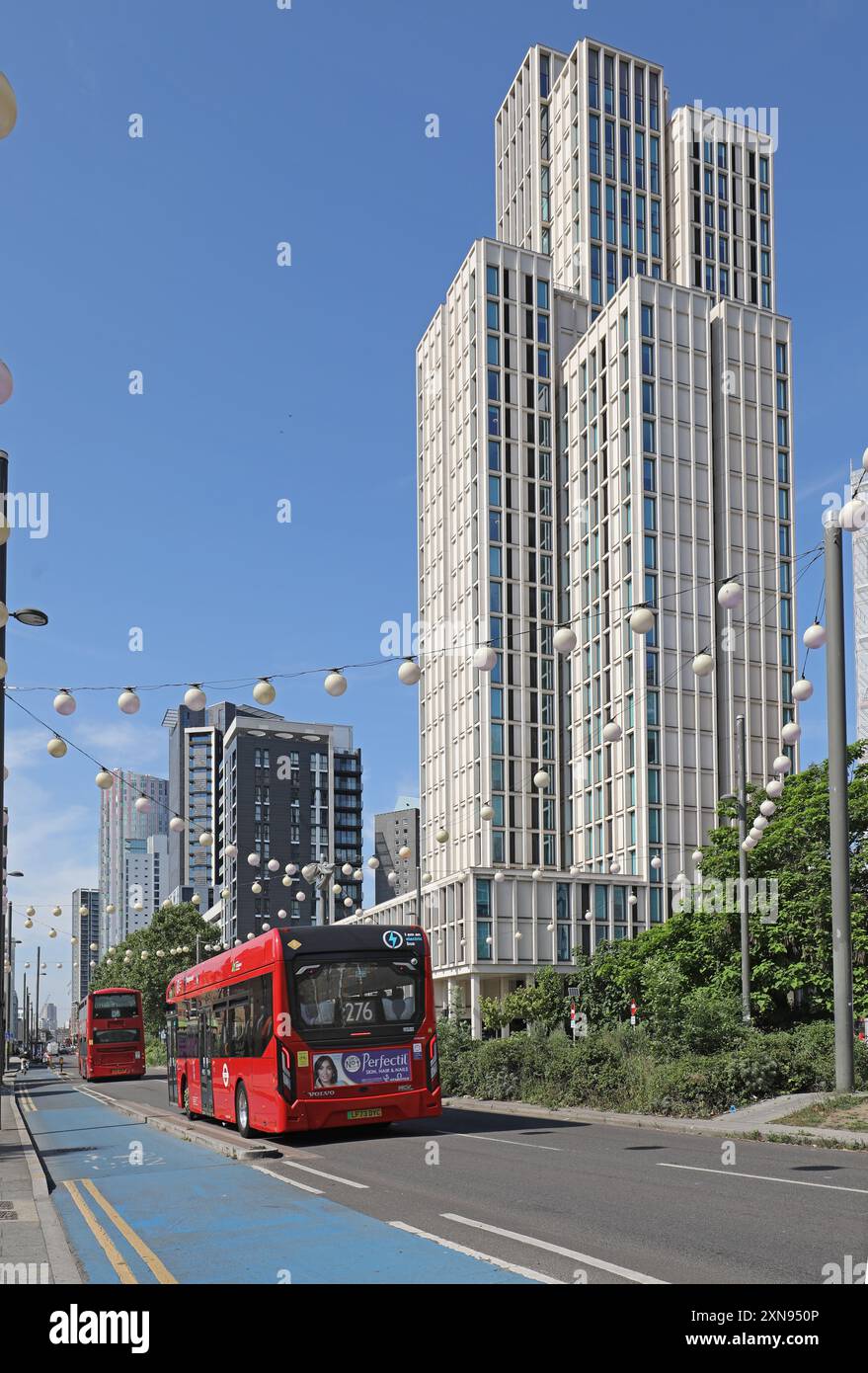 Stratford High Street, east London, UK. View west showing recently ...