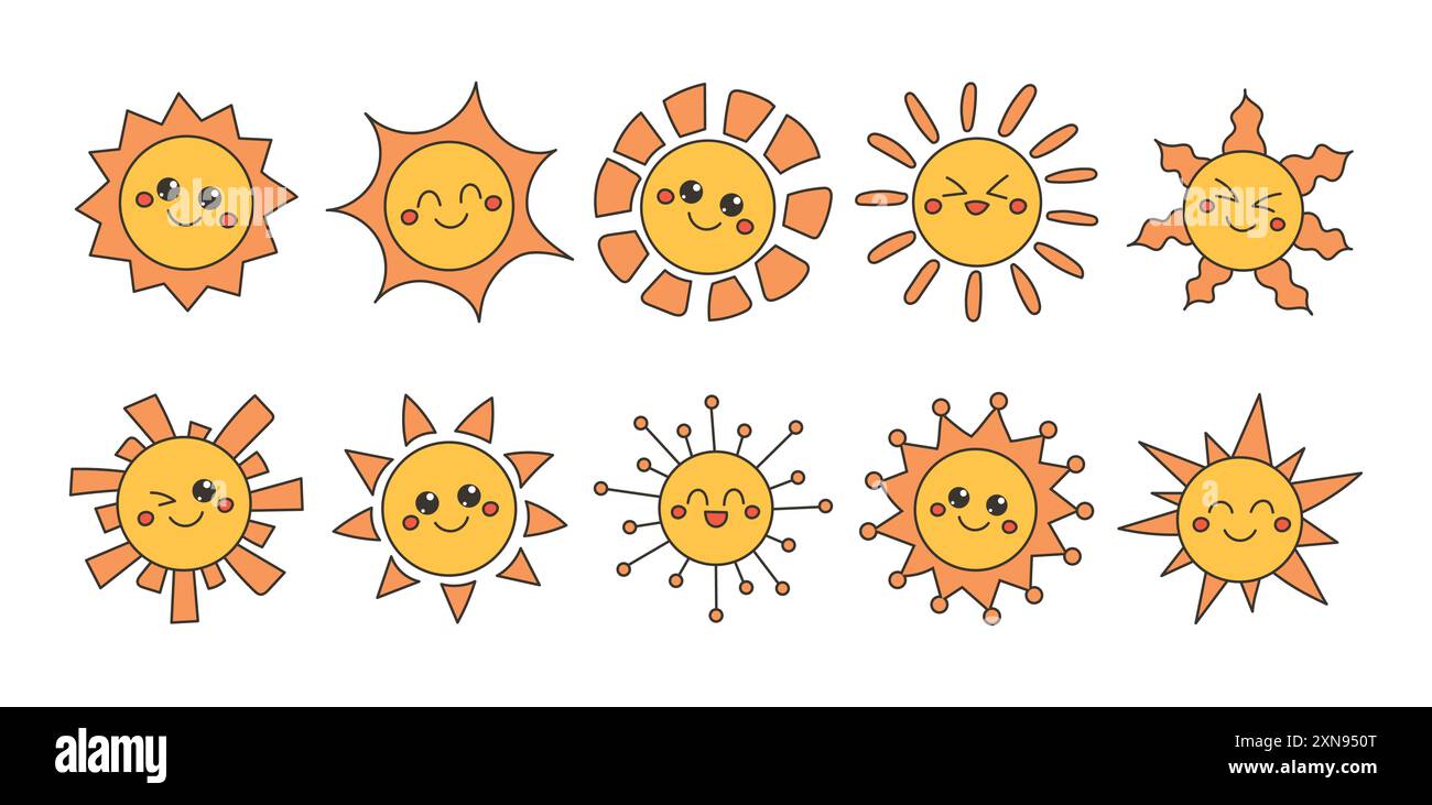 Kawaii sun Stock Vector Images - Alamy