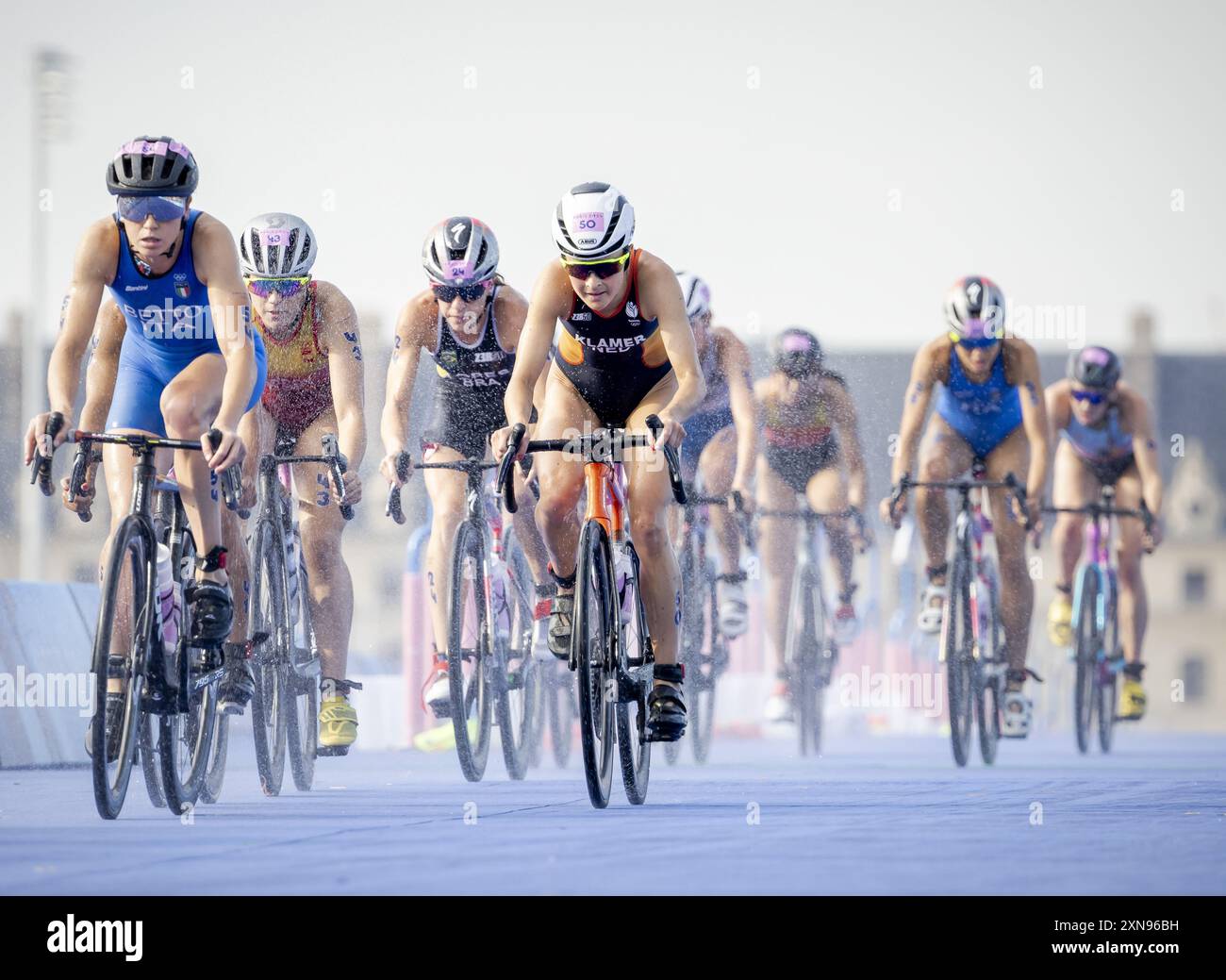 PARIS - Triathlete Rachel Klamer in action during the individual ...