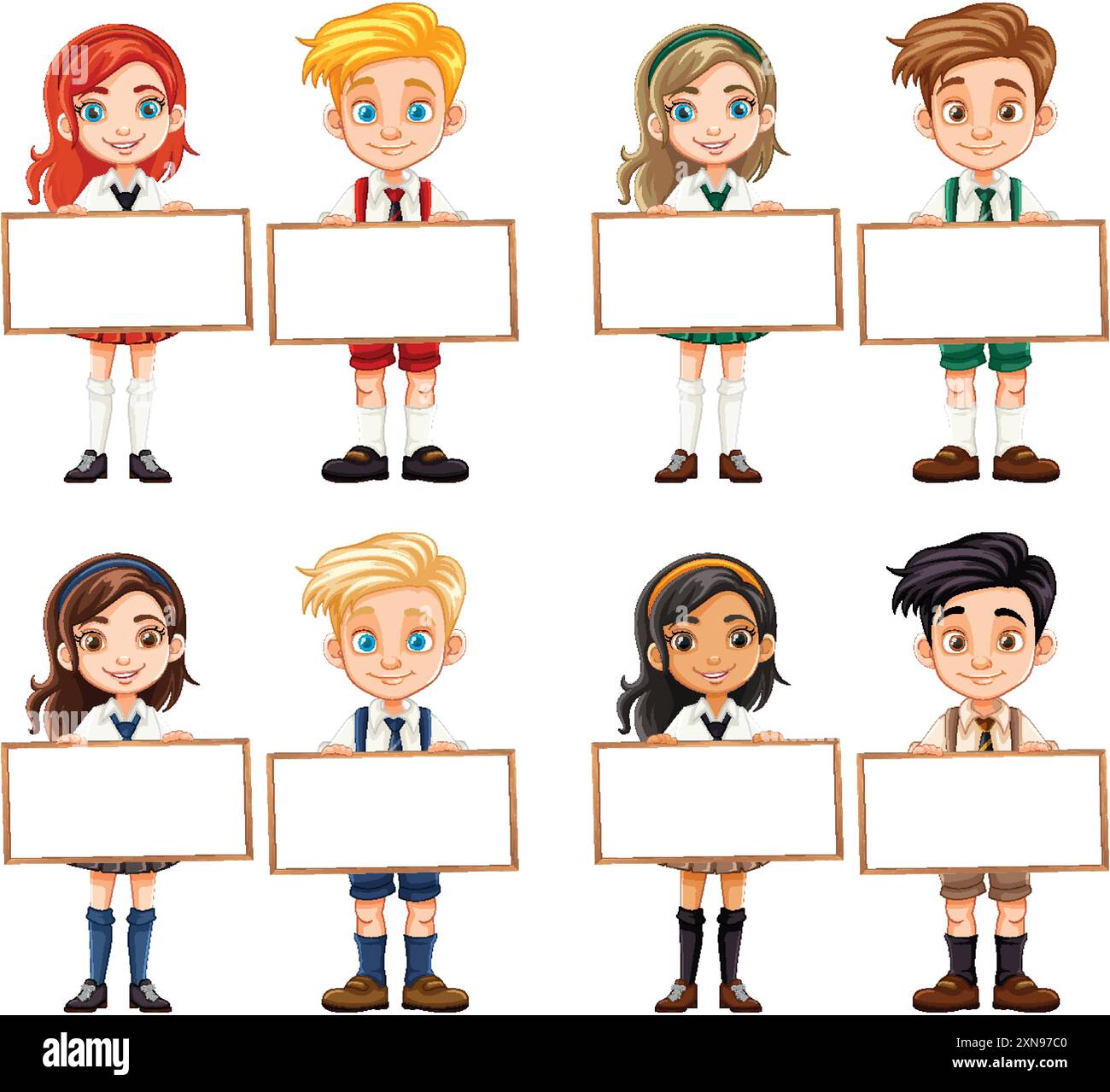 Eight children holding blank white signs Stock Vector Image & Art - Alamy