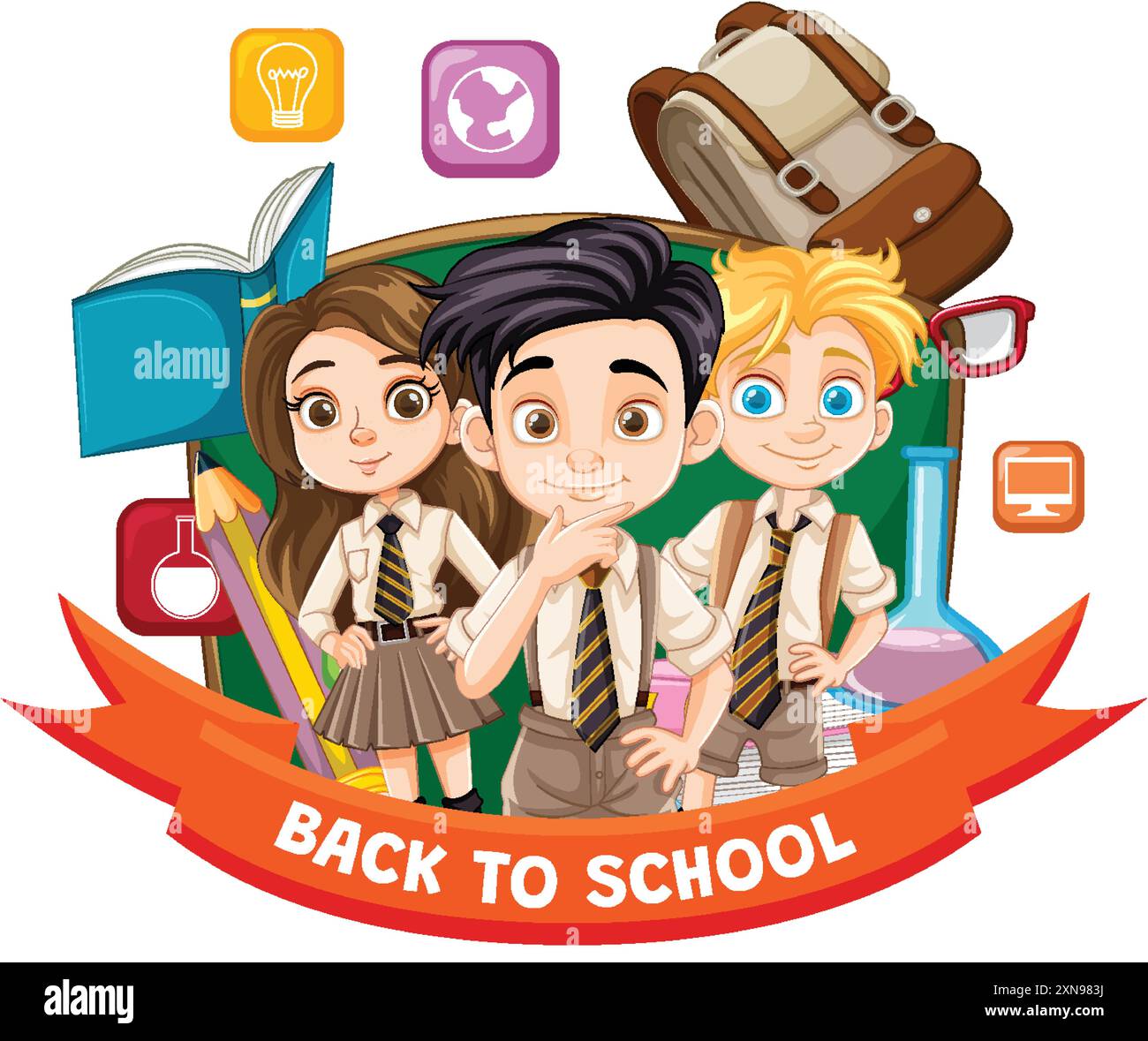 Students, books, bag Stock Vector Images - Alamy
