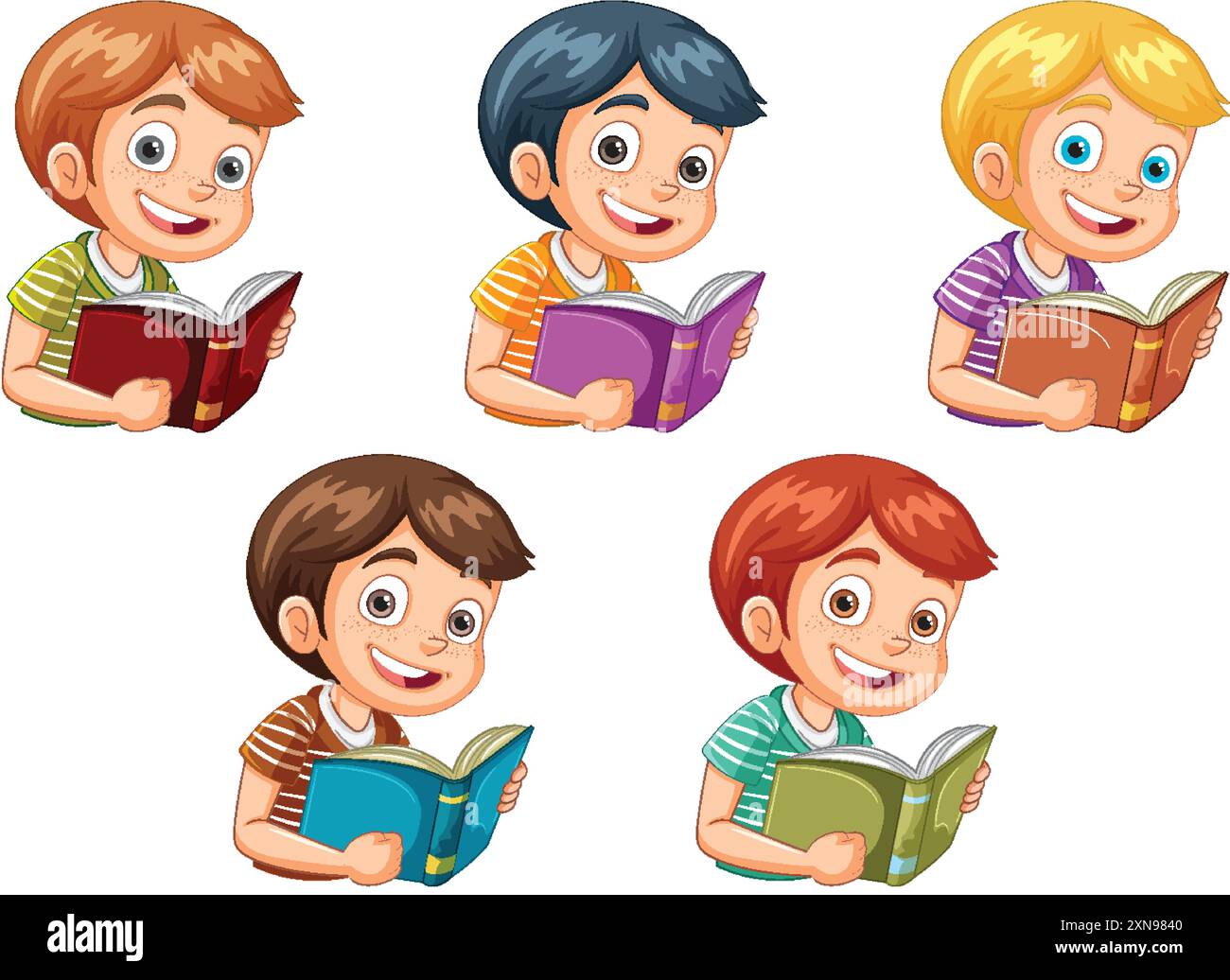 Happy students reading books Stock Vector Images - Alamy