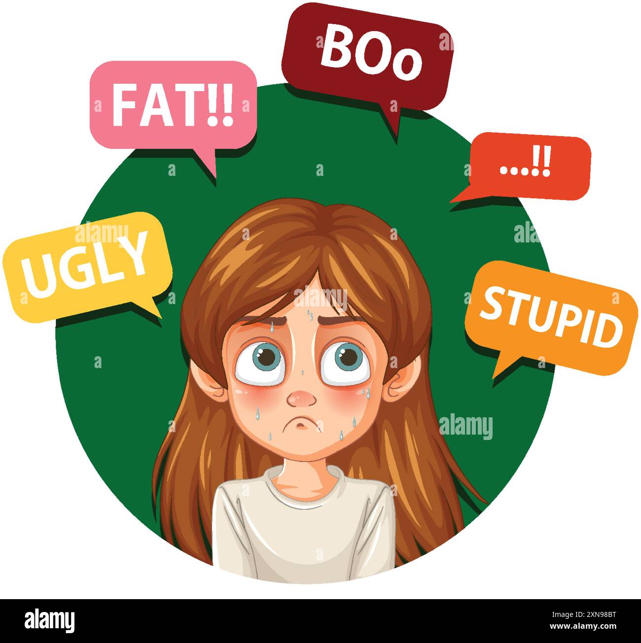 Illustration of a girl facing verbal abuse Stock Vector Image & Art - Alamy
