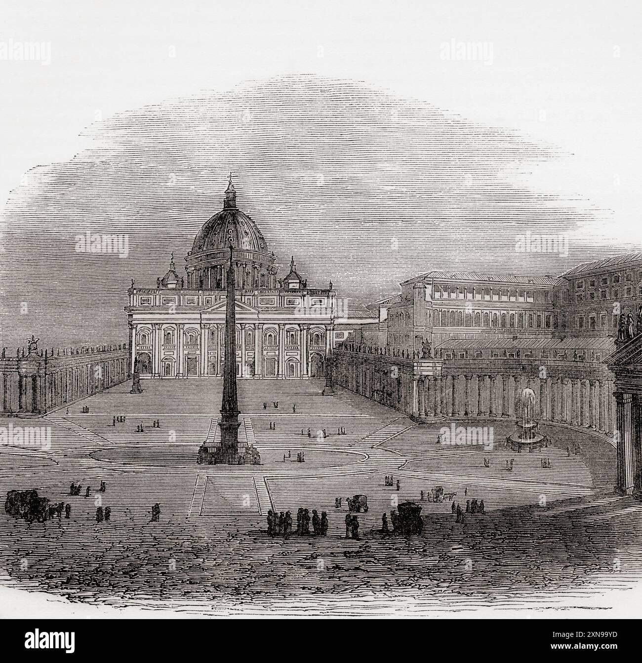 St.Pter's and Vatican, Vatican City, Italy, seen here in the 19th ...