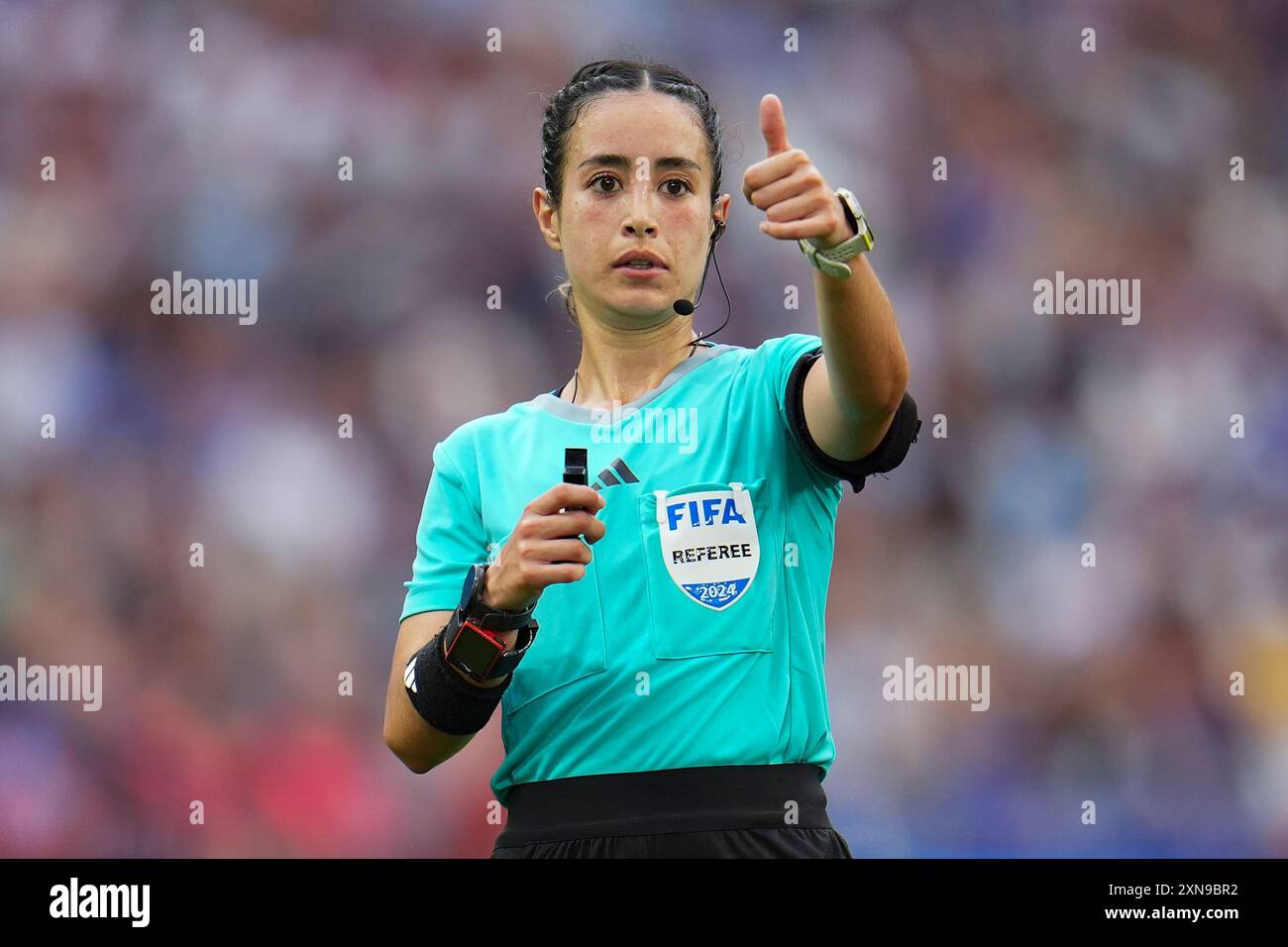 Marseille, France. 30th July, 2024. Referee Katia Itzel García ...