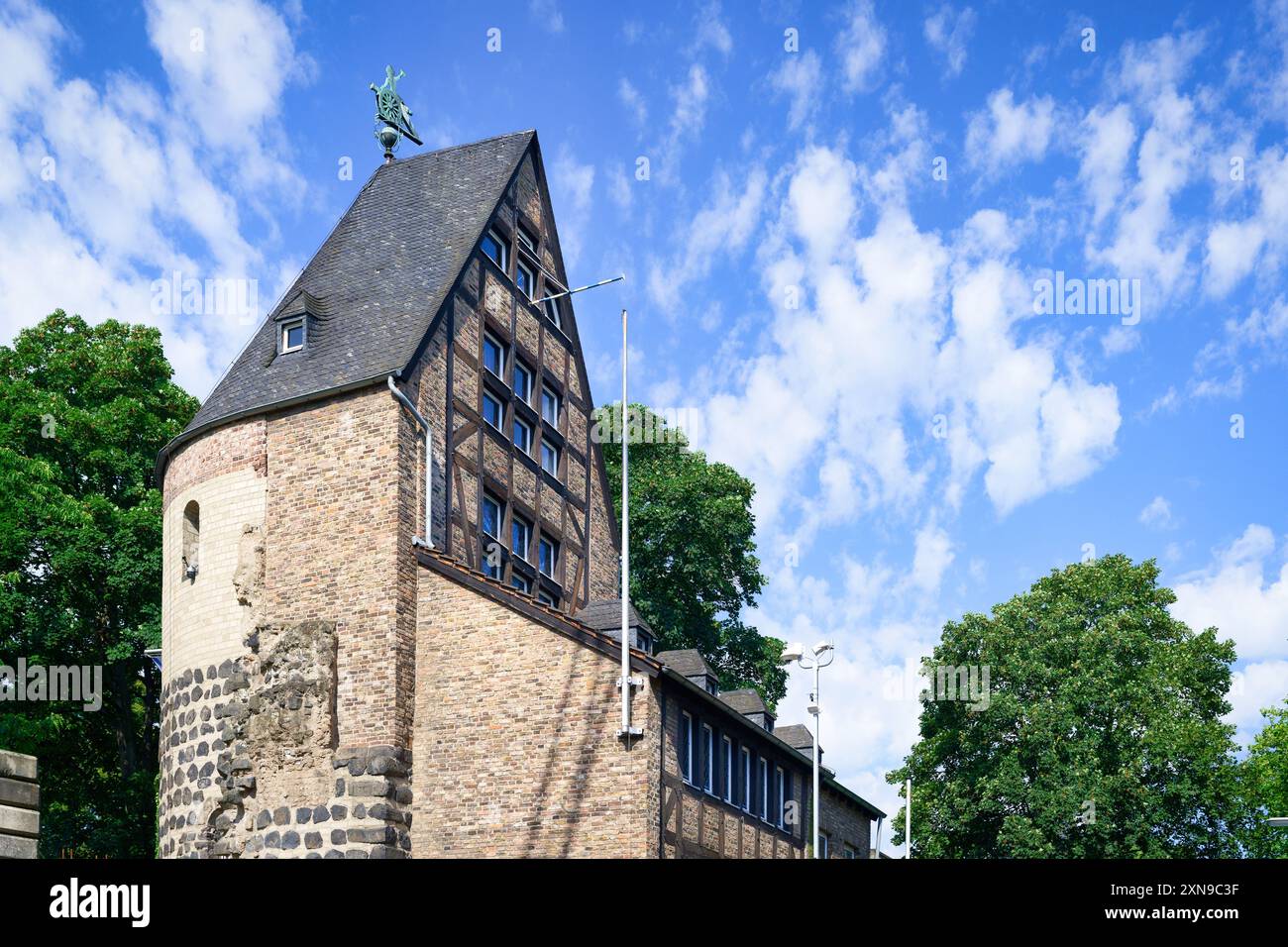part of the preserved medieval city wall of cologne at the Sachsenring ...