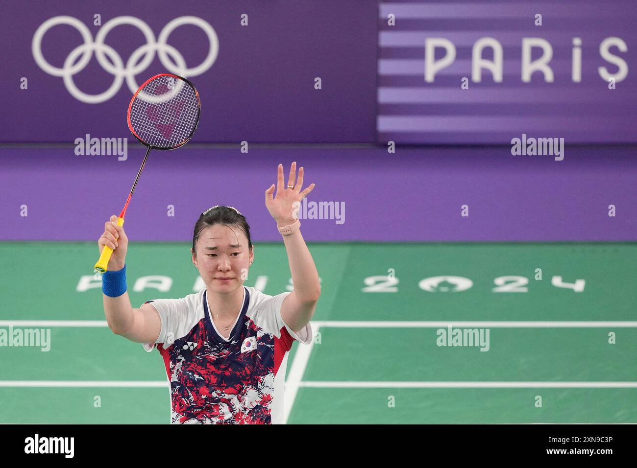 South Korea's Kim Ga-eun celebrates after defeating Malaysia's Goh Jin ...