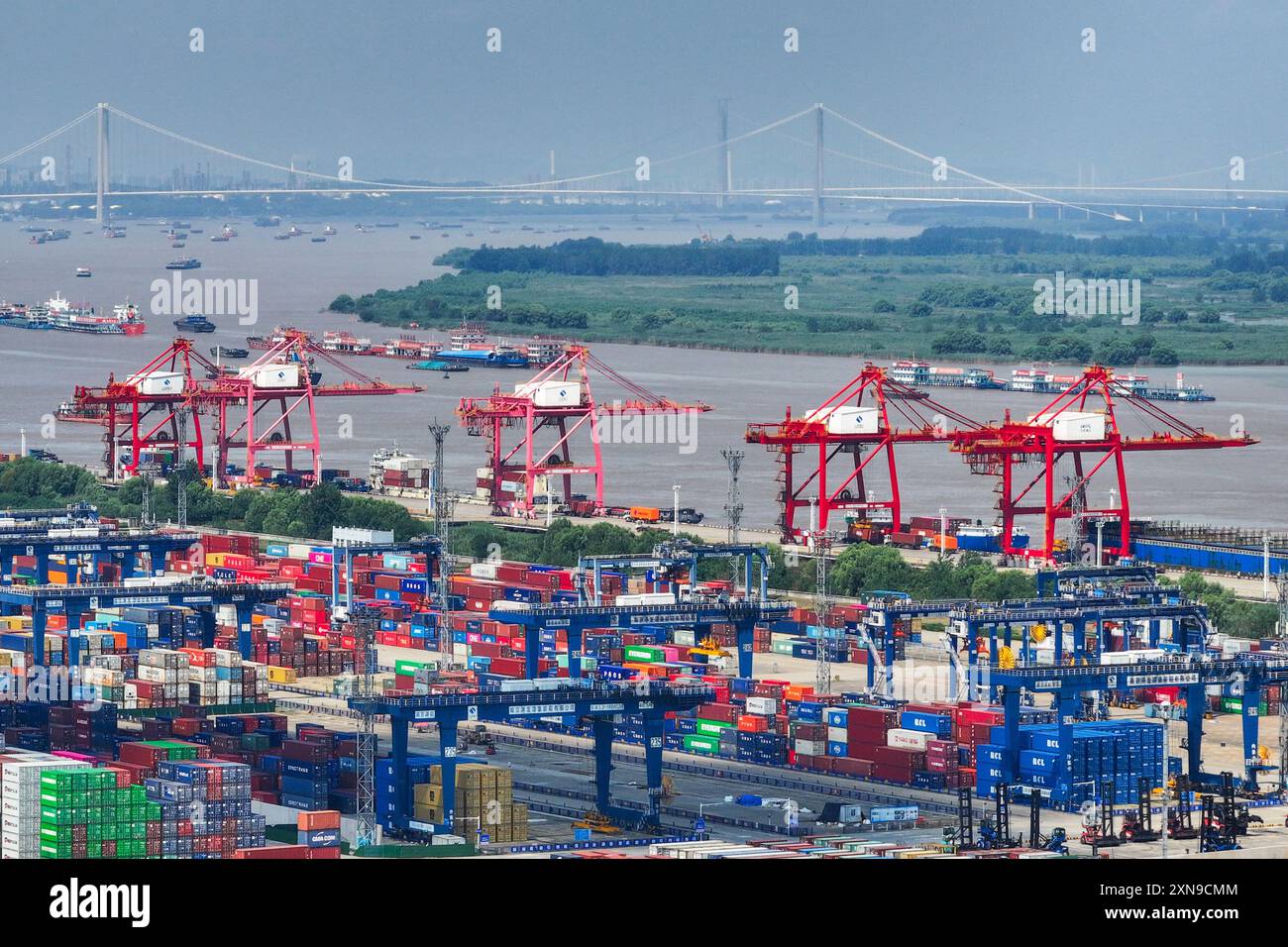 NANJING, CHINA - JULY 31, 2024 - A work scene at the Longtan Container ...