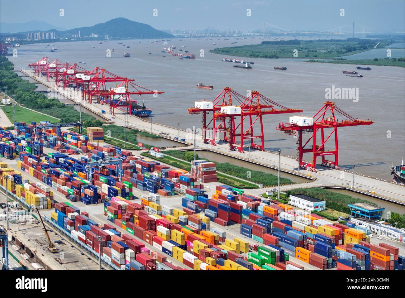 NANJING, CHINA - JULY 31, 2024 - A work scene at the Longtan Container ...
