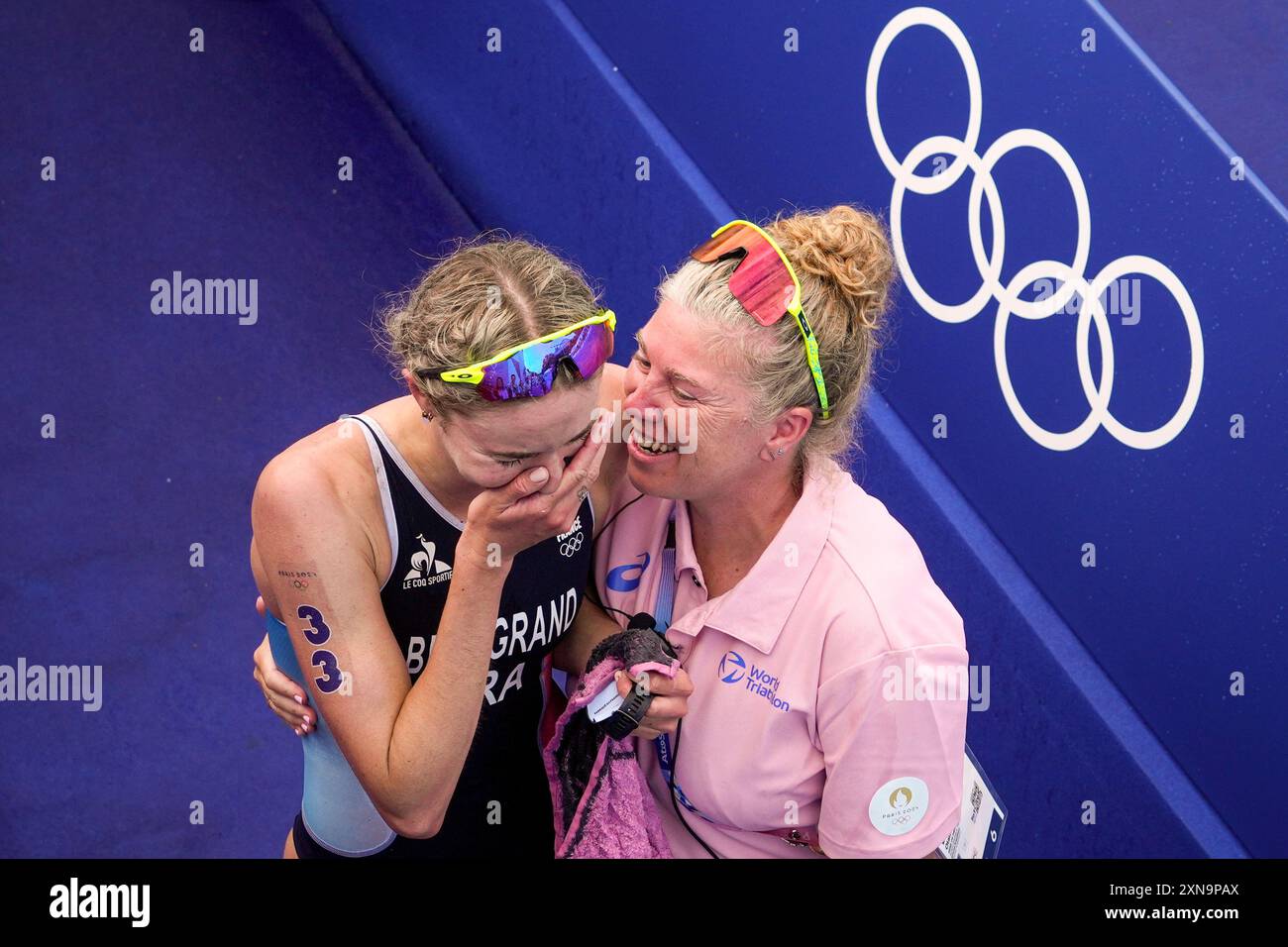 France's Cassandre Beaugrand reacts after winning the gold medal at the ...
