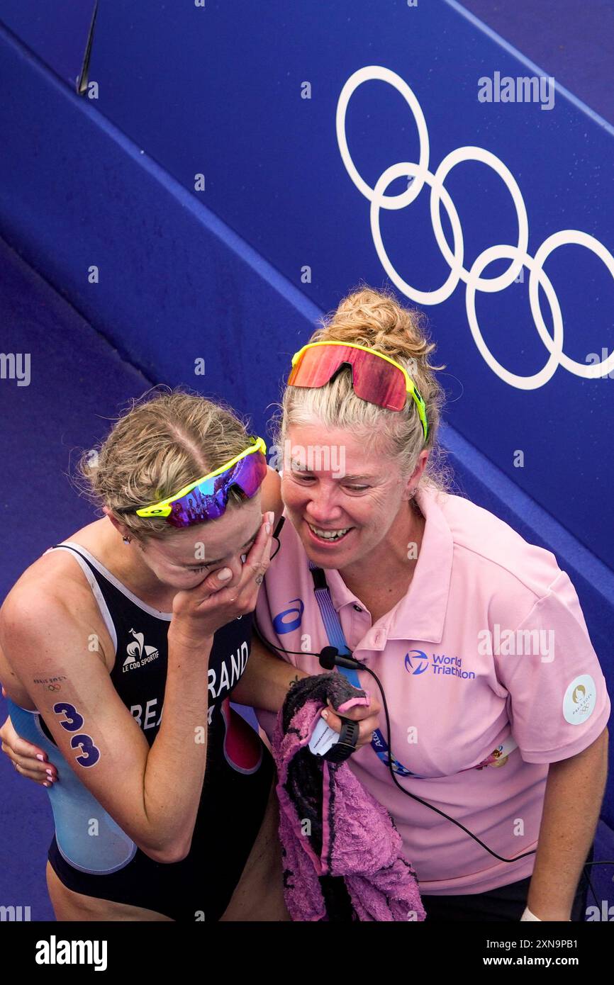 France's Cassandre Beaugrand reacts after winning the gold medal at the ...
