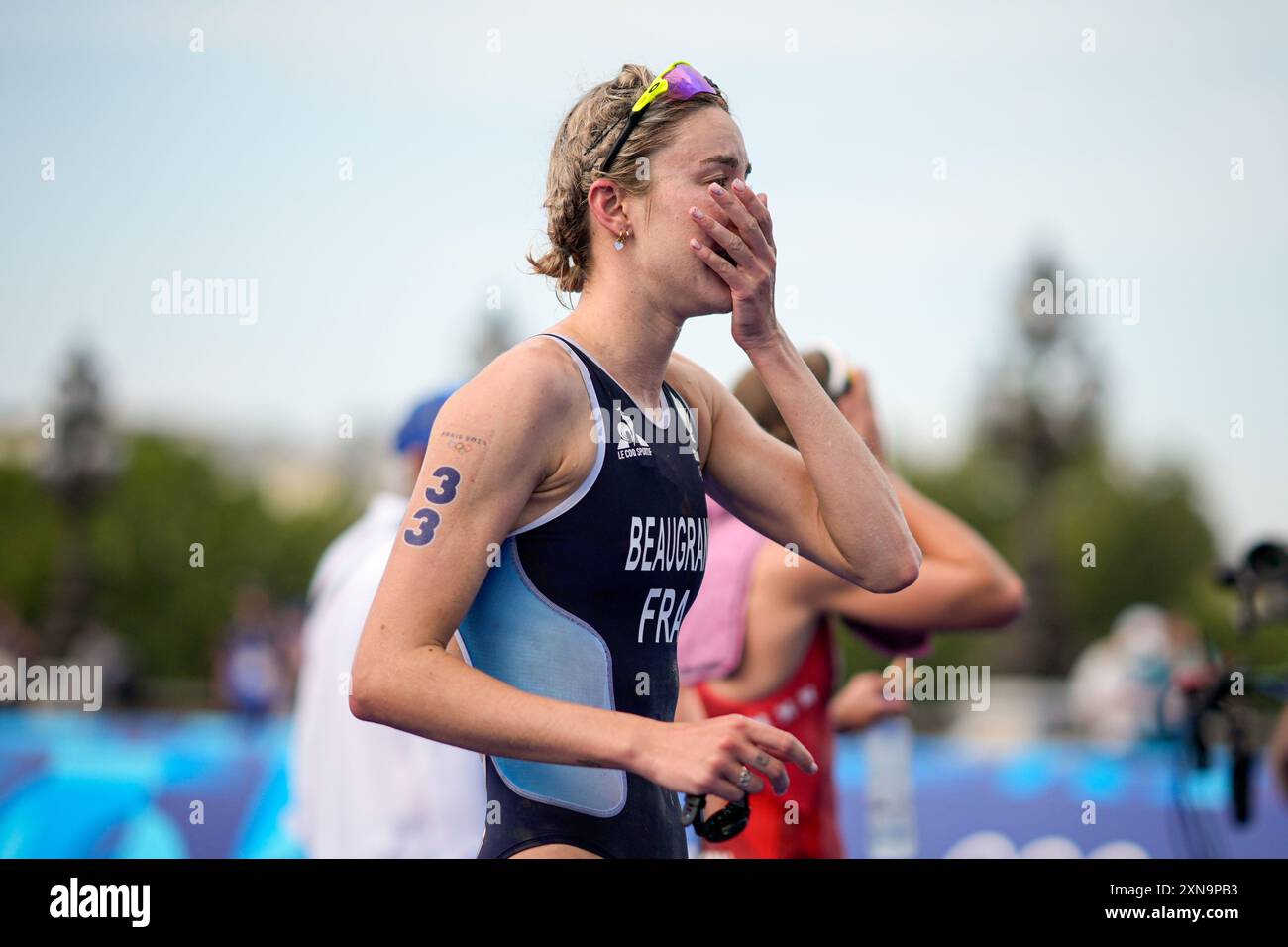 France's Cassandre Beaugrand reacts after winning the gold medal at the ...