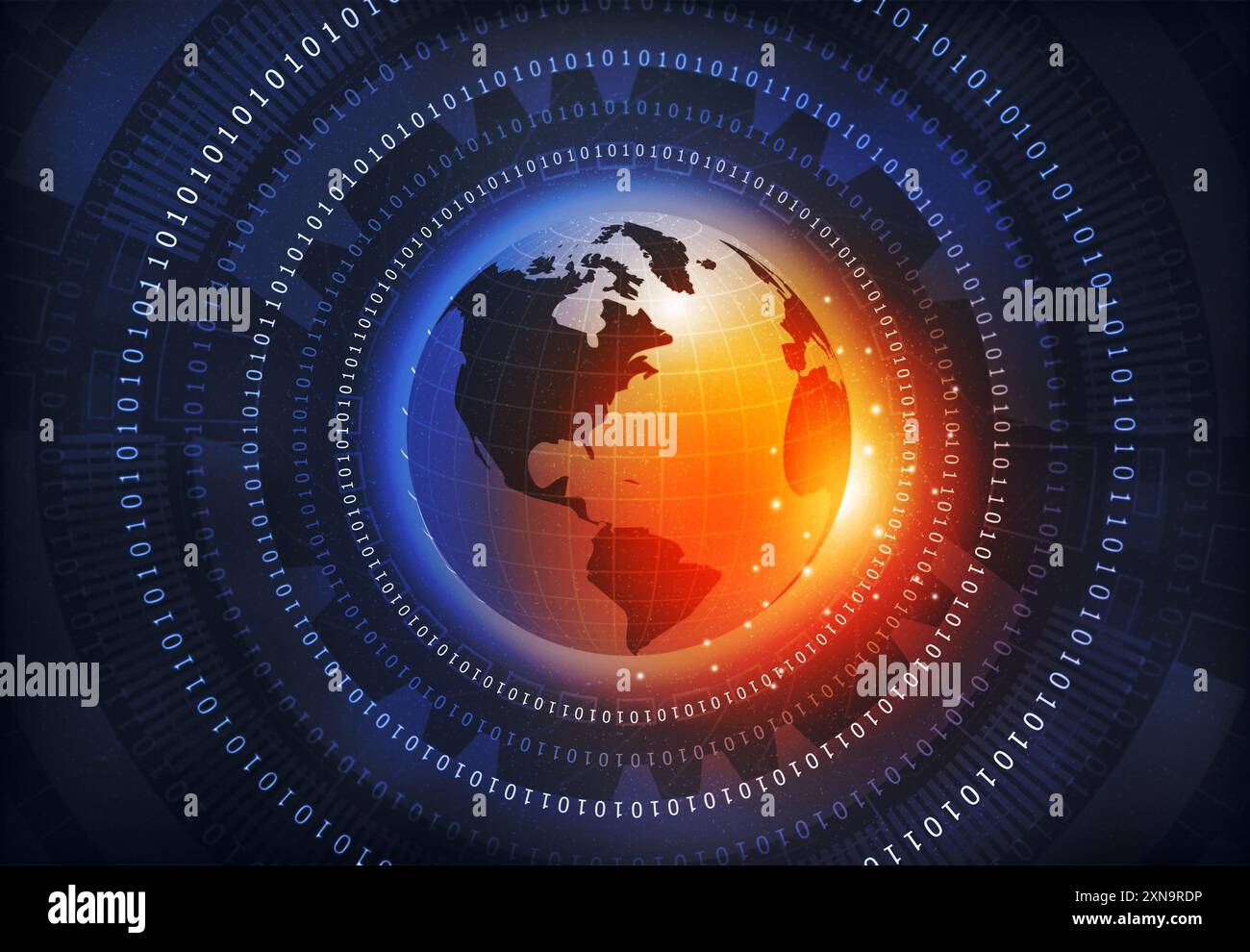 Digital world technology concept. abstract tech background. 3d ...