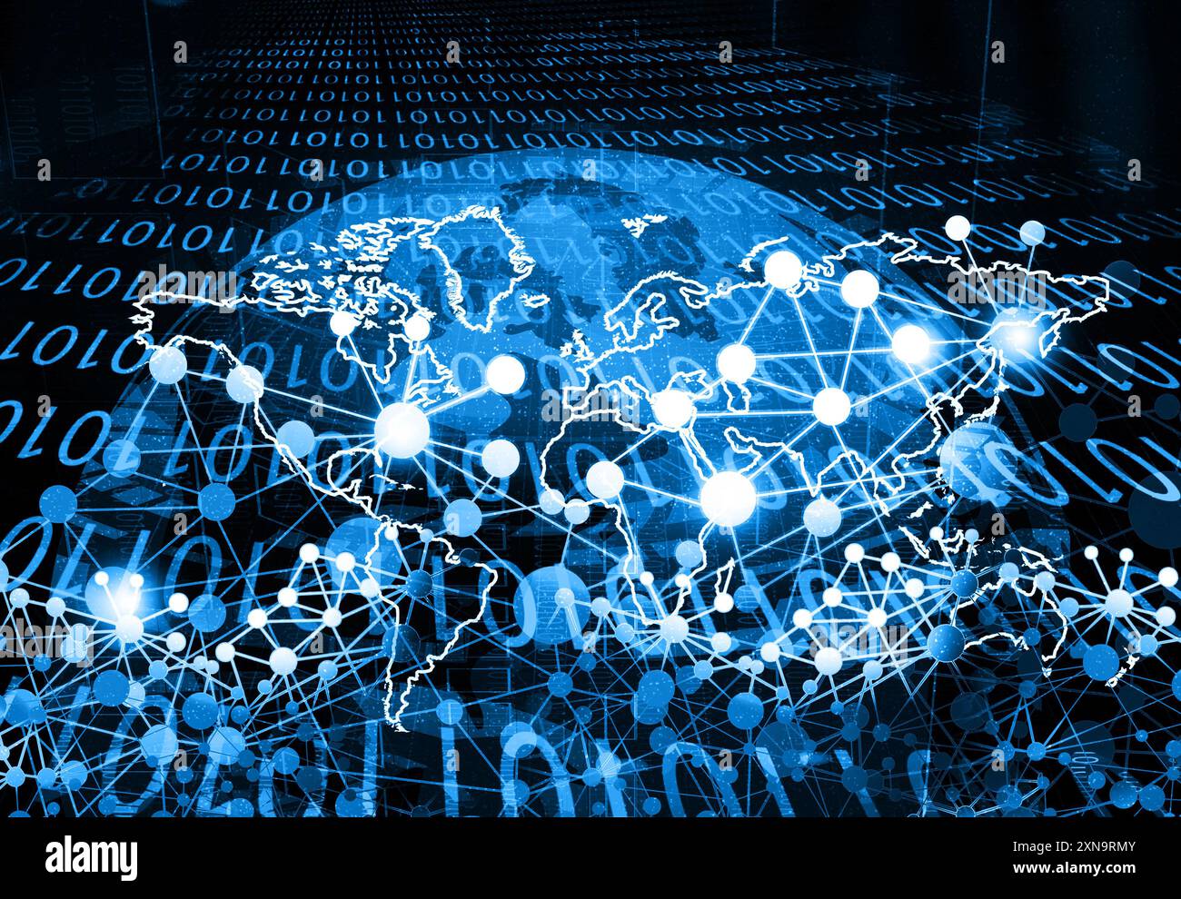 global communication network connections. 3d illustration Stock Photo ...