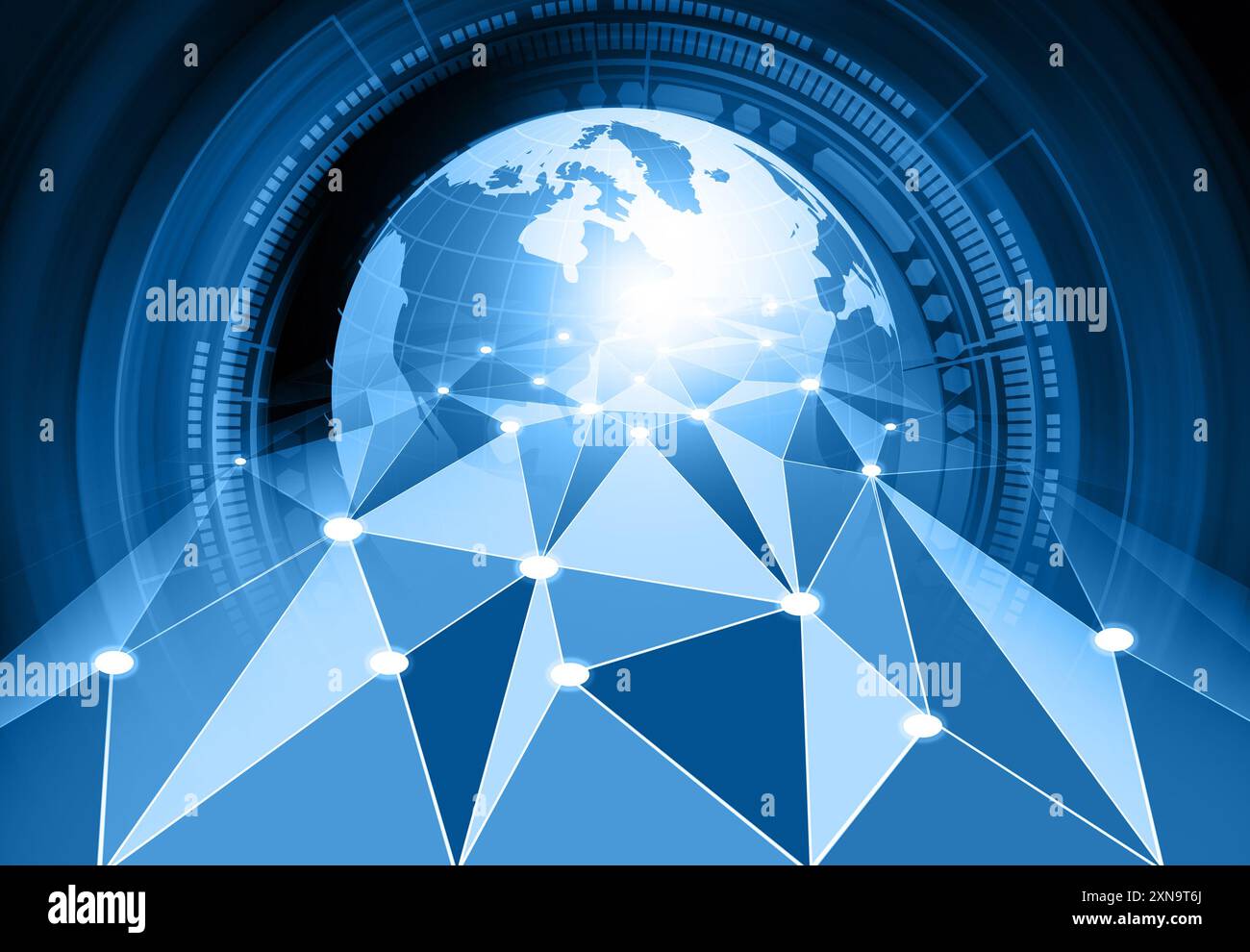 Digital world technology concept. abstract tech background. 3d ...