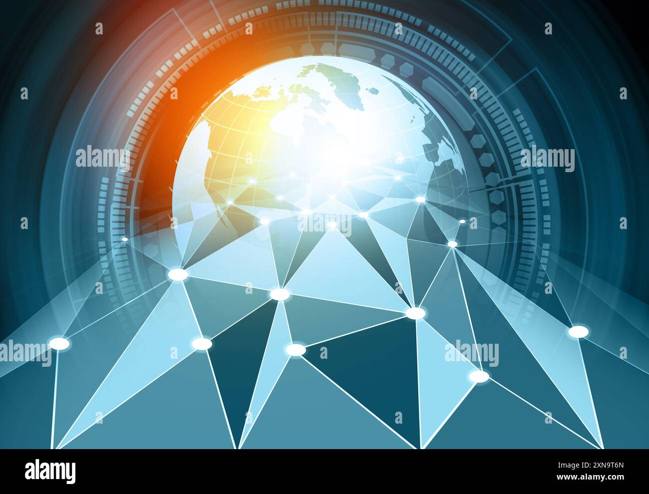 Digital world technology concept. abstract tech background. 3d ...