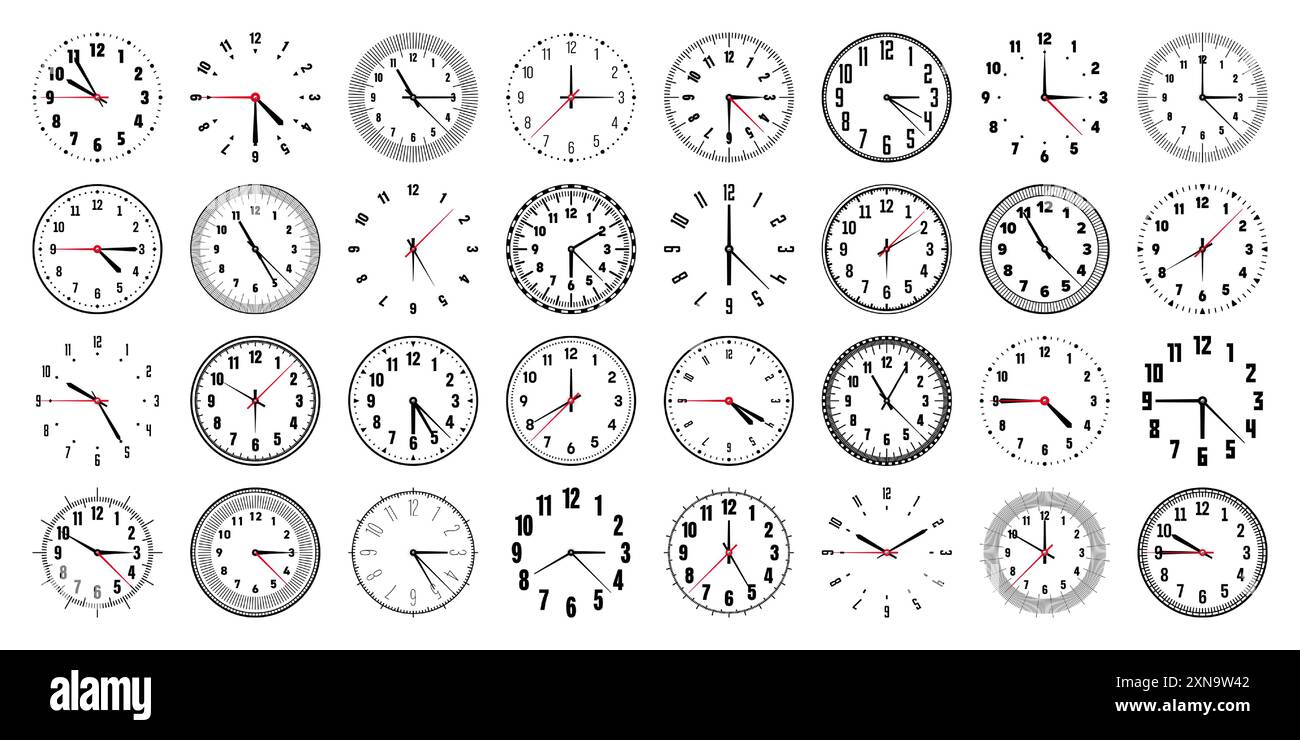 Mechanical clock faces with hands, bezel. Watch dial with minute, hour ...