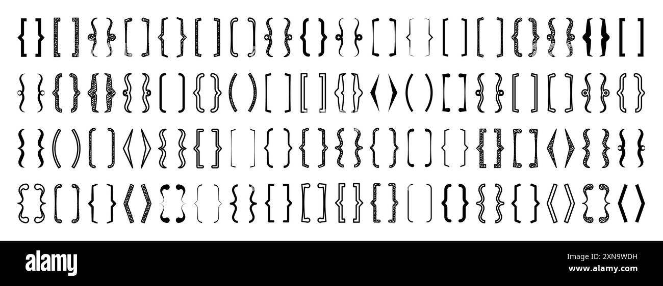 Various text brackets, black quotation box. Curly, square and corner ...