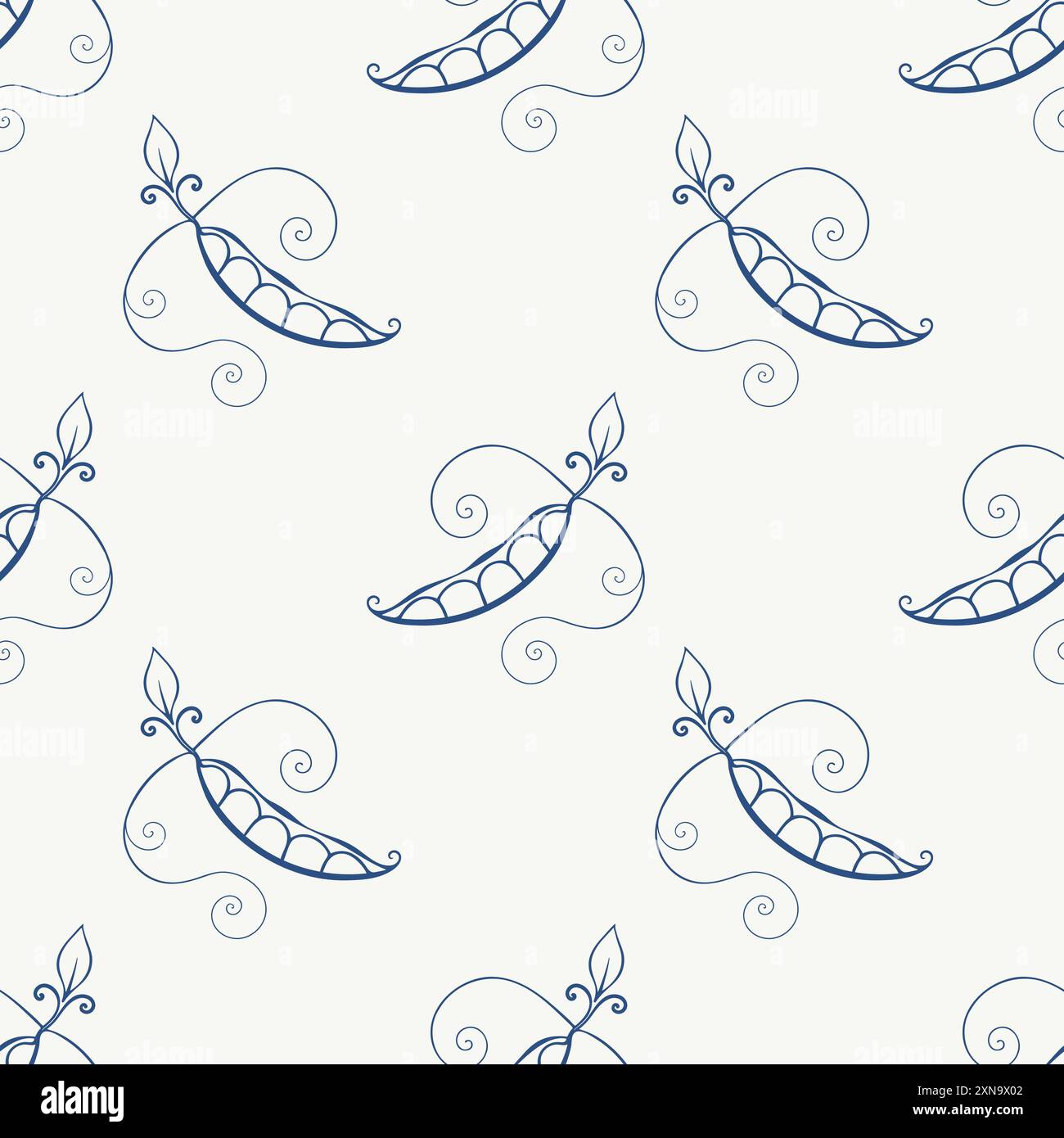 Pattern with pea pods contour stylized drawing. Vector illustration ...