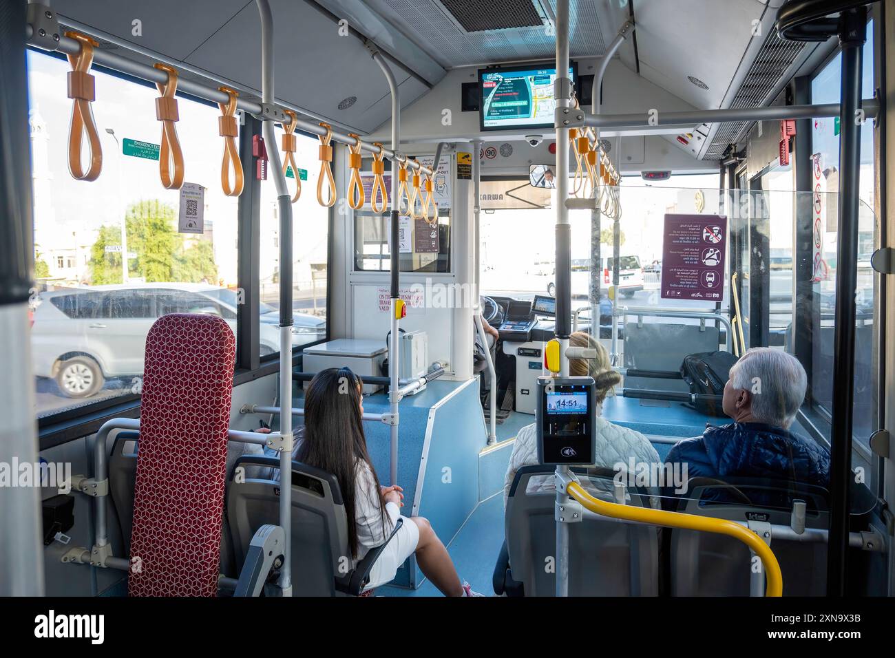 Inside a modernized Metro bus with updated interior features during ...