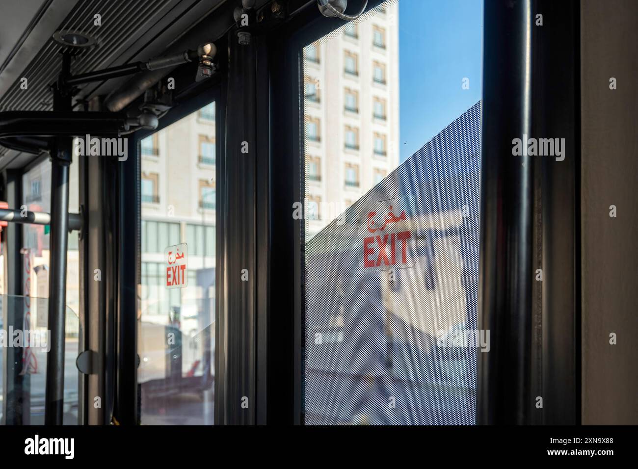 Bus emergency exit sign hi-res stock photography and images - Alamy