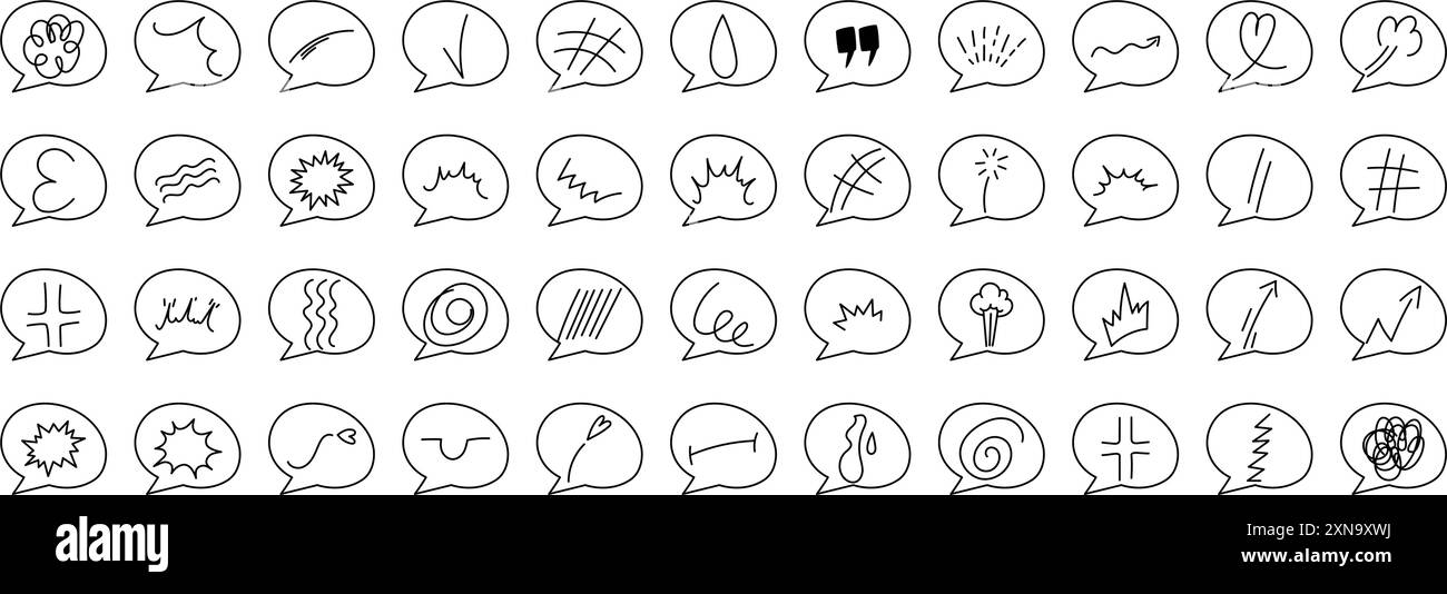 Hand drawn anime manga effect set with speech bubbles. Manga collection ...