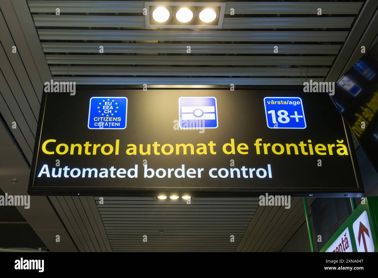 EU Passport automated control airport sign for Schengen area in airport Stock Photo - Alamy