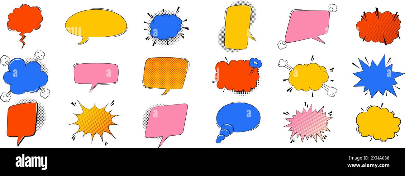 Set of empty comic speech bubbles in trendy pop art style Stock Vector Image & Art - Alamy