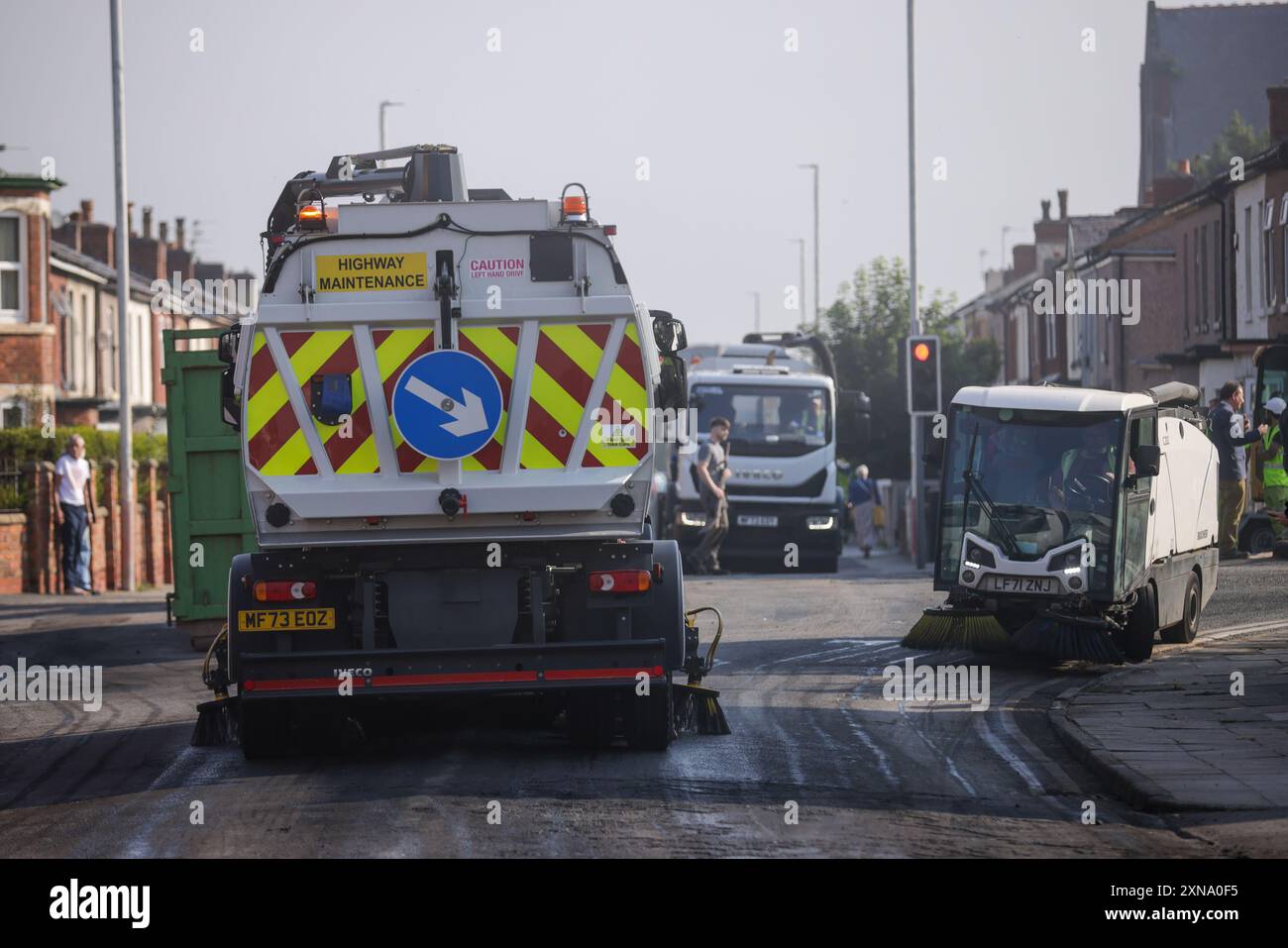 A road sweeper on Sussex Road in Southport, Merseyside, after police ...