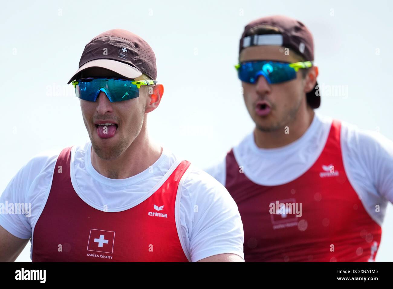 Switzerland's Andrin Gulich and Roman Roeoesli compete during the men's ...