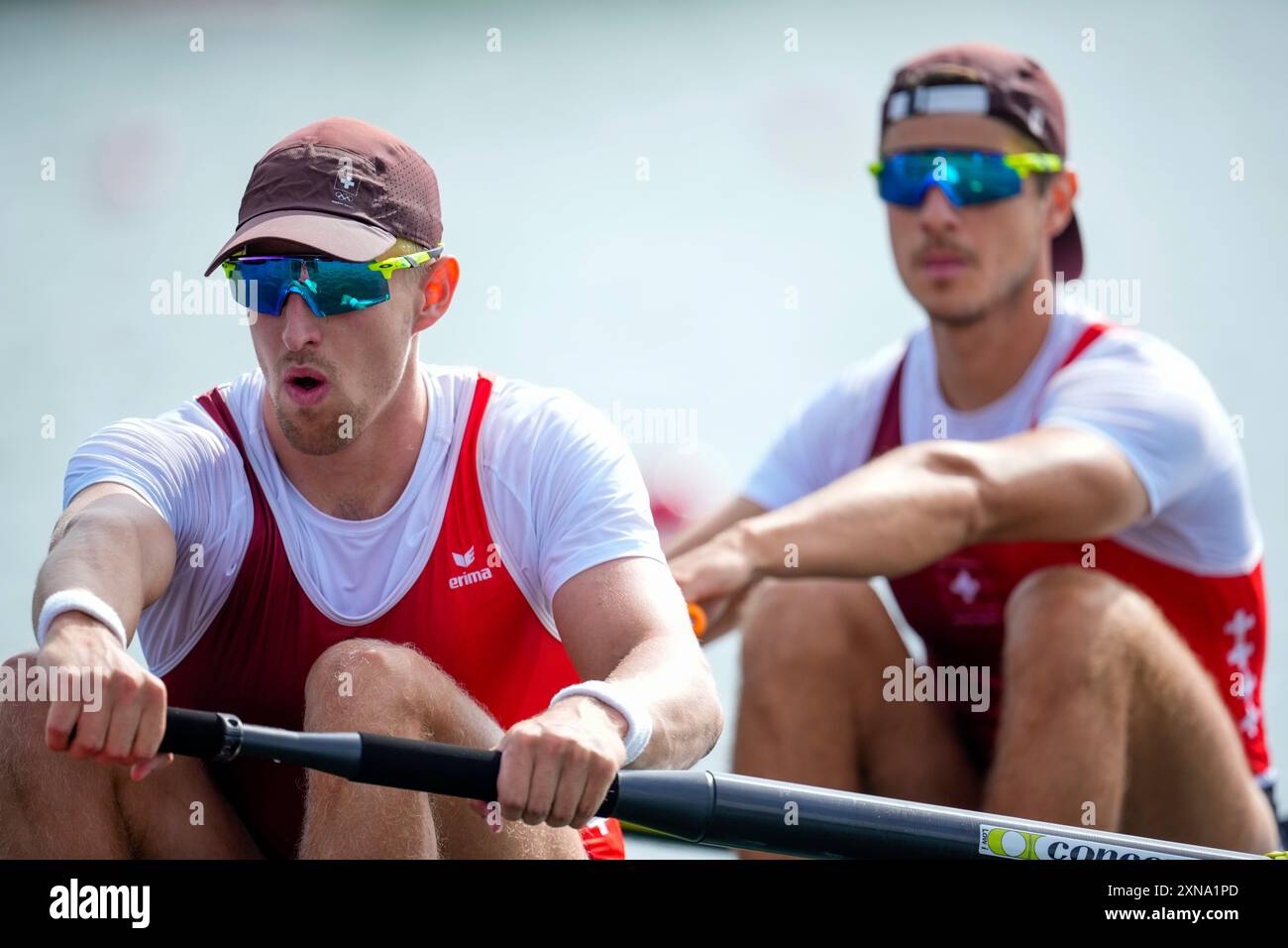 Switzerland's Andrin Gulich and Roman Roeoesli compete during the men's ...