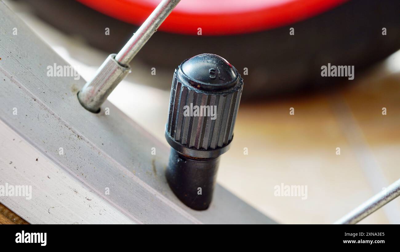 Tire tubes that are not properly installed, in a tilted position which ...