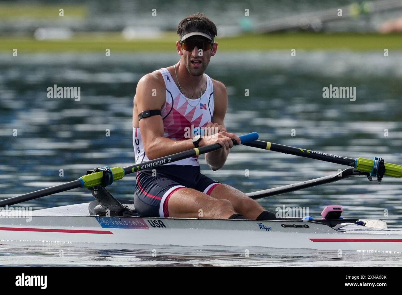 Jacob Plihal, of United States, reacts at the finish area of the men's ...