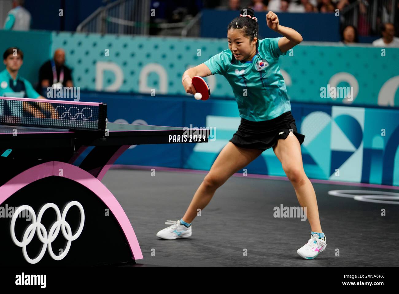 South Korea's Shin Yubin plays against Hungary's Georgina Pota during a ...