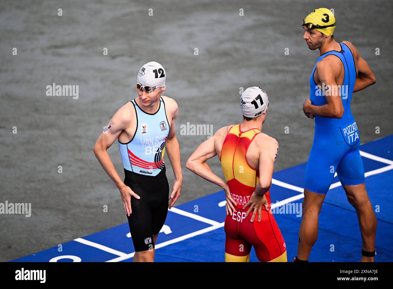 Paris, France. 31st July, 2024. Belgian Marten Van Riel, Spanish Antonio Serrat Seoane and ...