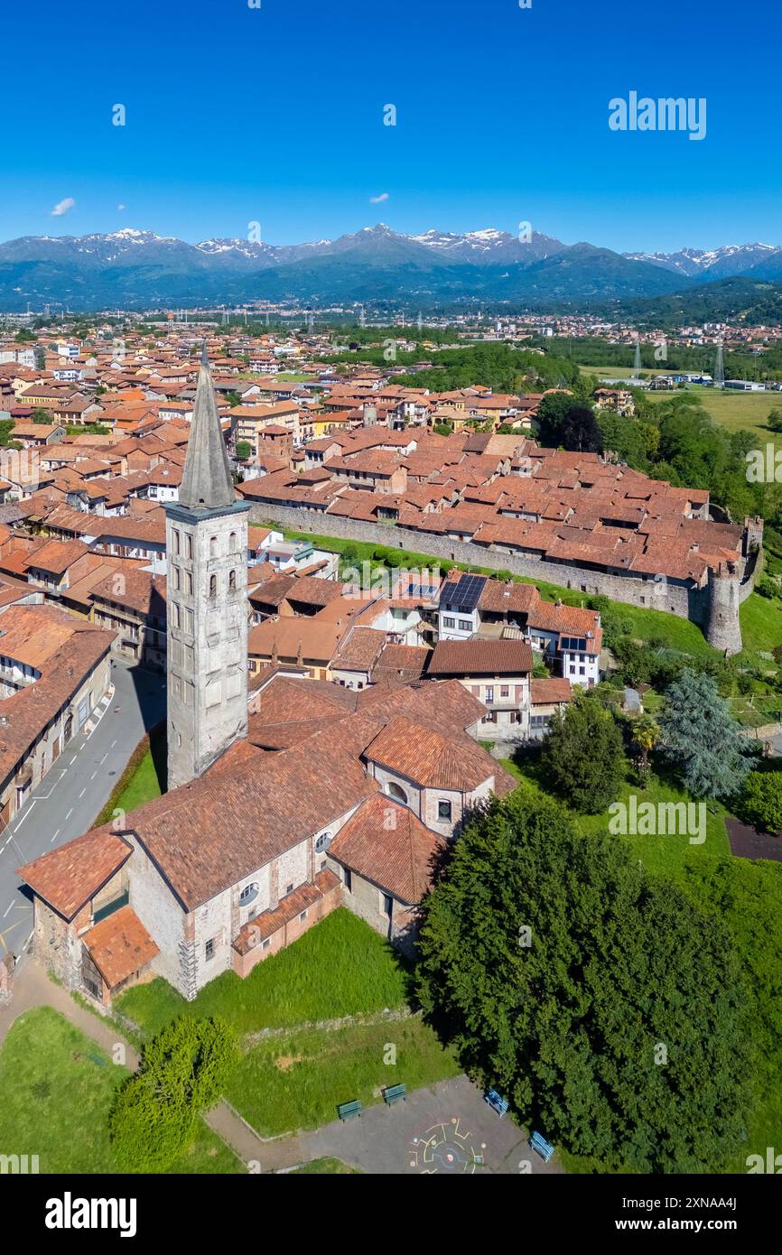 Aerial view of the medieval Ricetto di Candelo, used as a refuge in ...