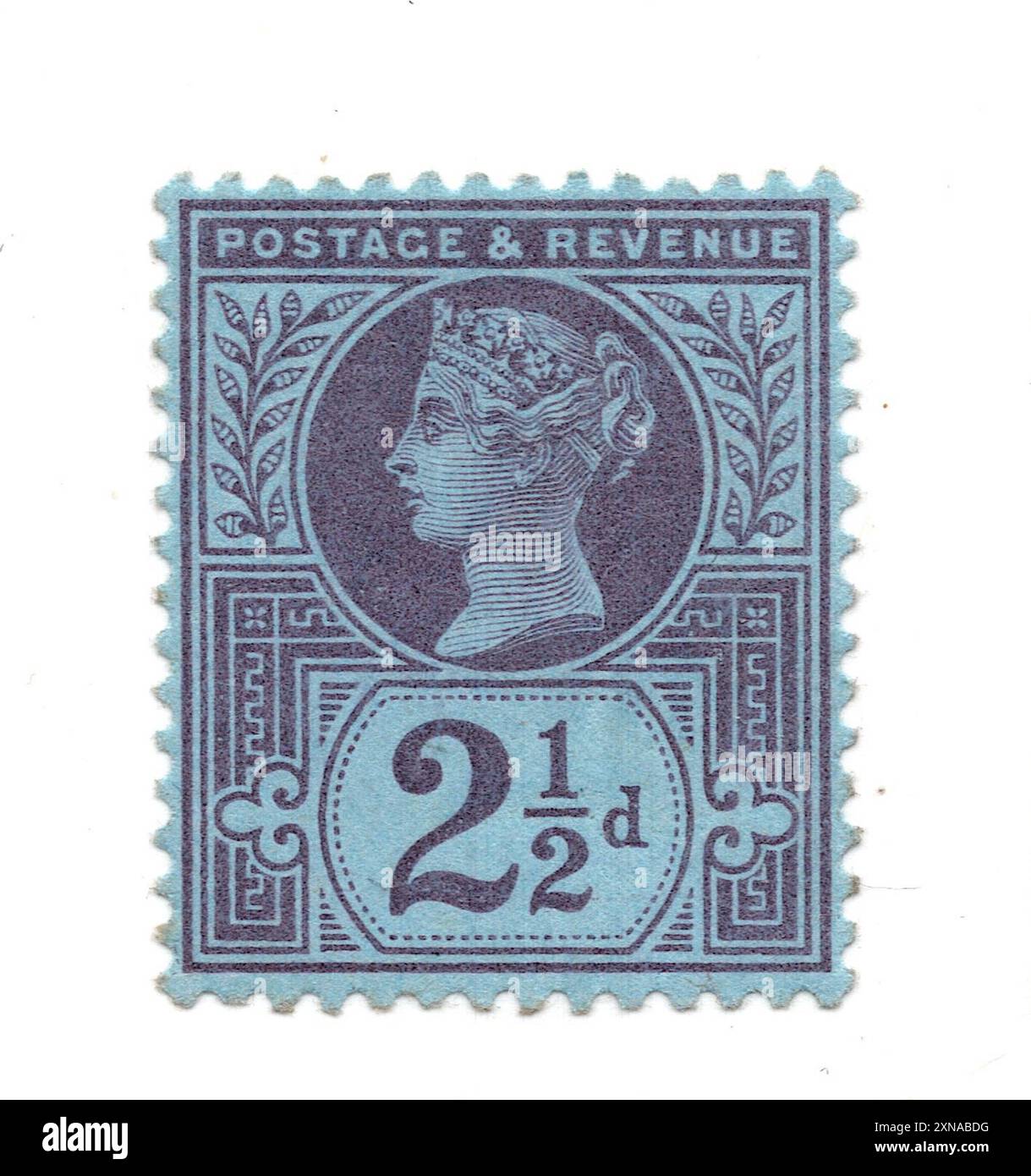 A vintage Queen Victoria two and a half pence postage stamp from Great ...
