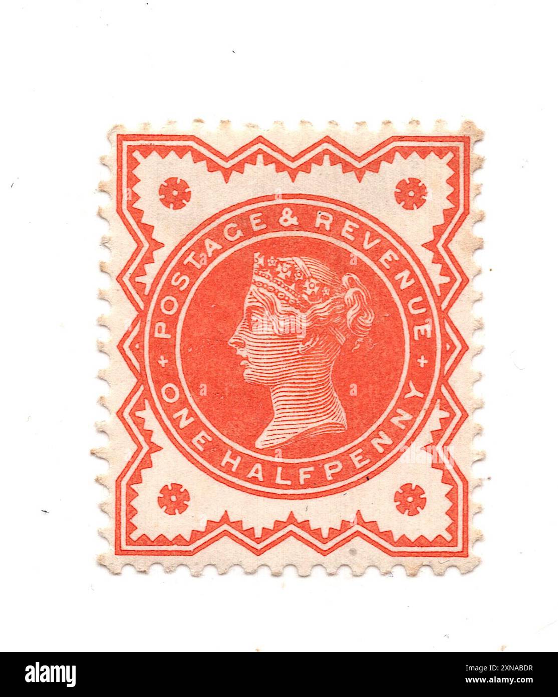 A vintage Queen Victoria half penny orange postage stamp from Great ...