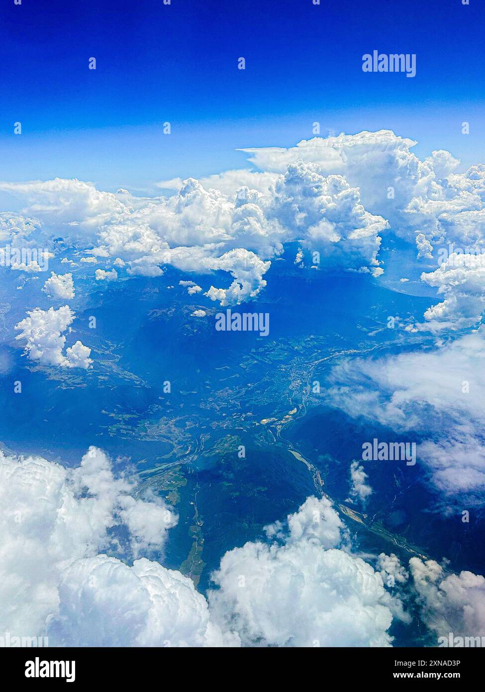 Blue sky with clouds, beautiful view from the window an airplane Stock ...