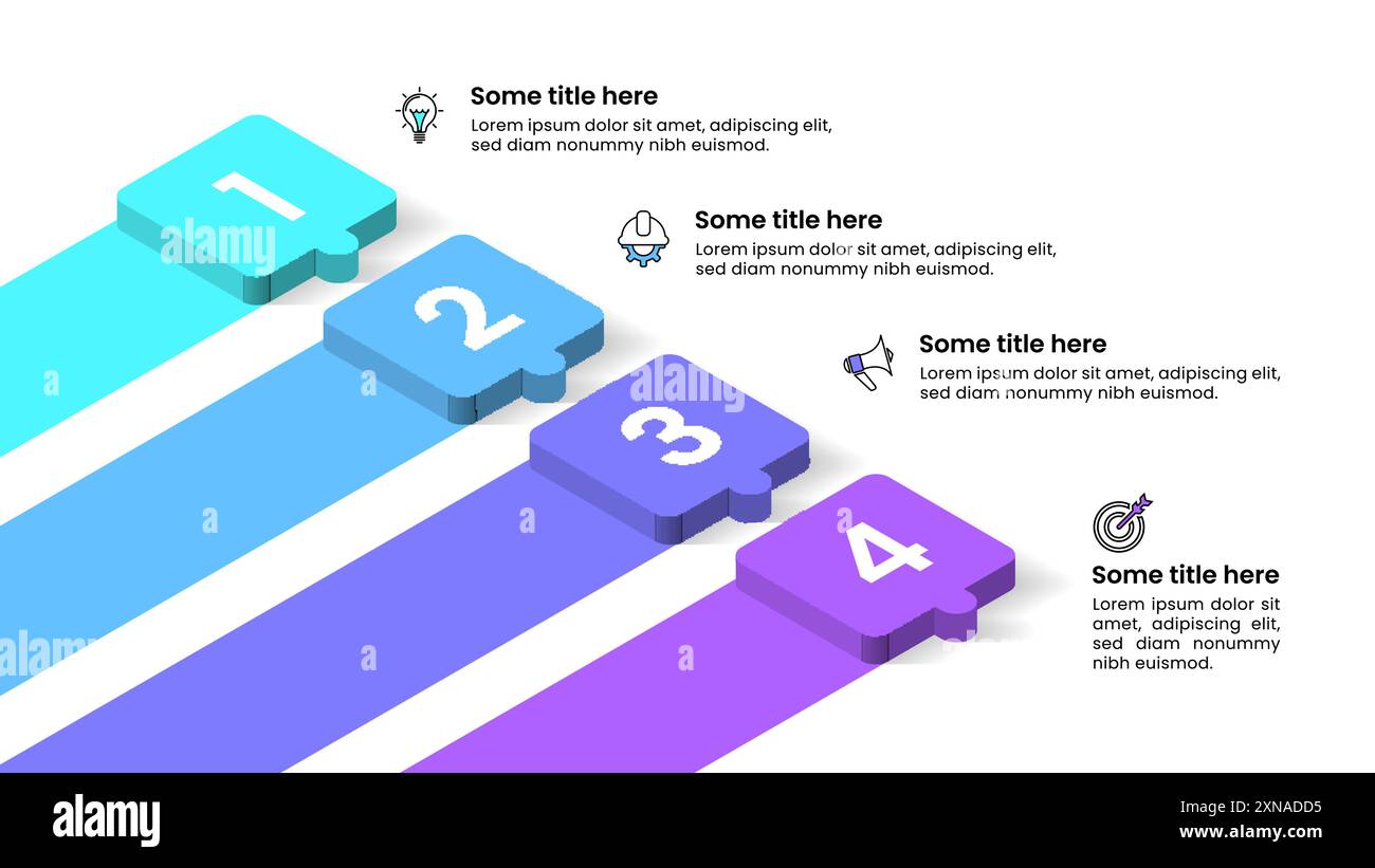 Infographic template with icons and 4 options or steps. Isometric puzzle. Can be used for ...