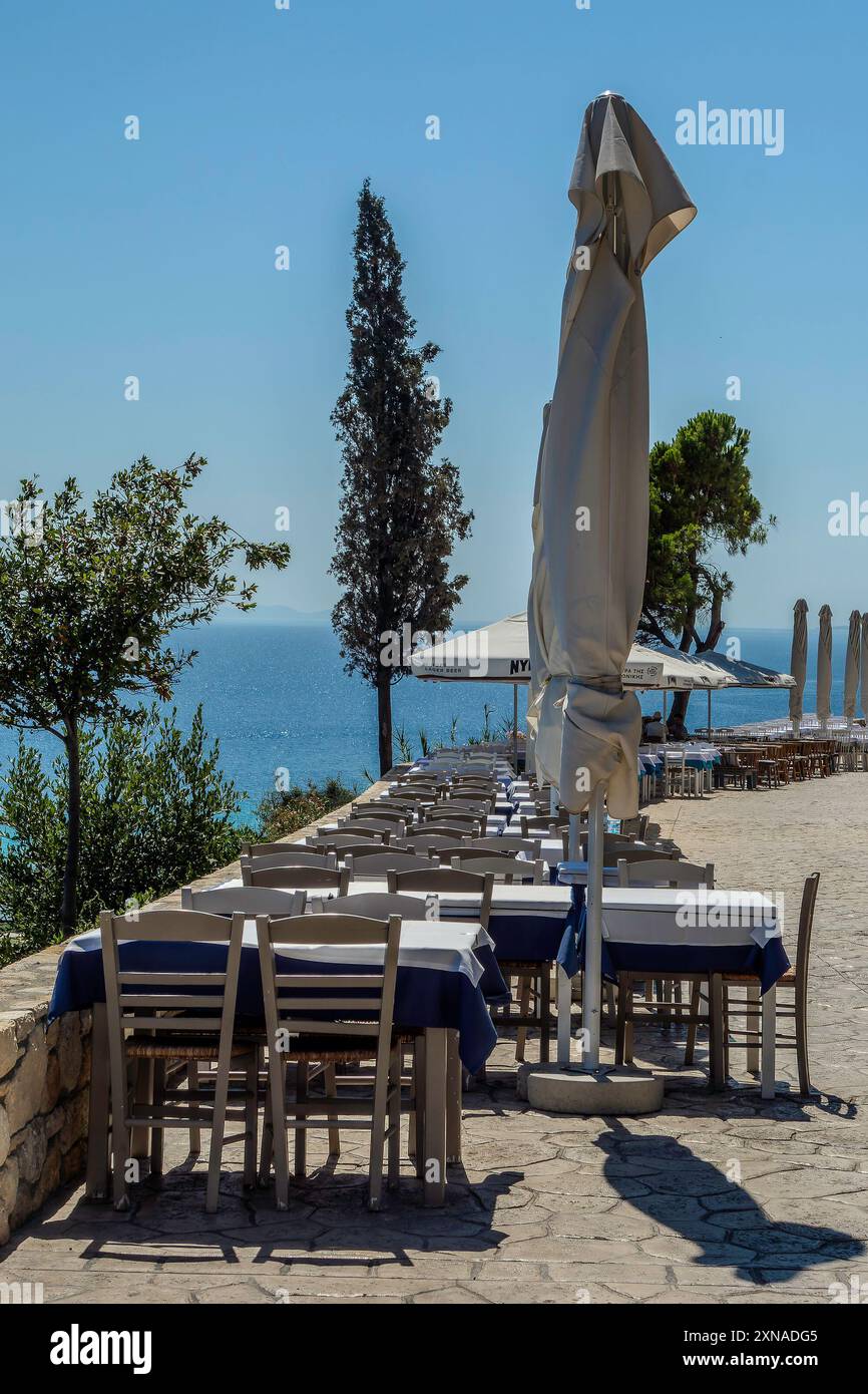 Afytos, Greece, July 15, 2024. Elevated view of Afitos beach Stock ...
