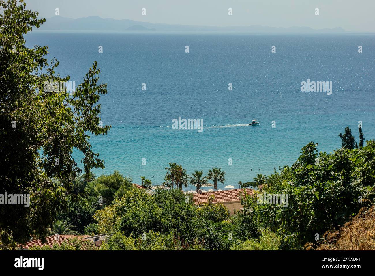 Afytos, Greece, July 15, 2024. Elevated view of Afitos beach Stock ...