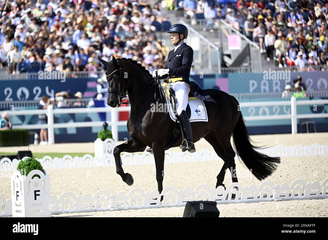 Paris, France. 31st July, 2024. Henri Ruoste of Finland with horse ...