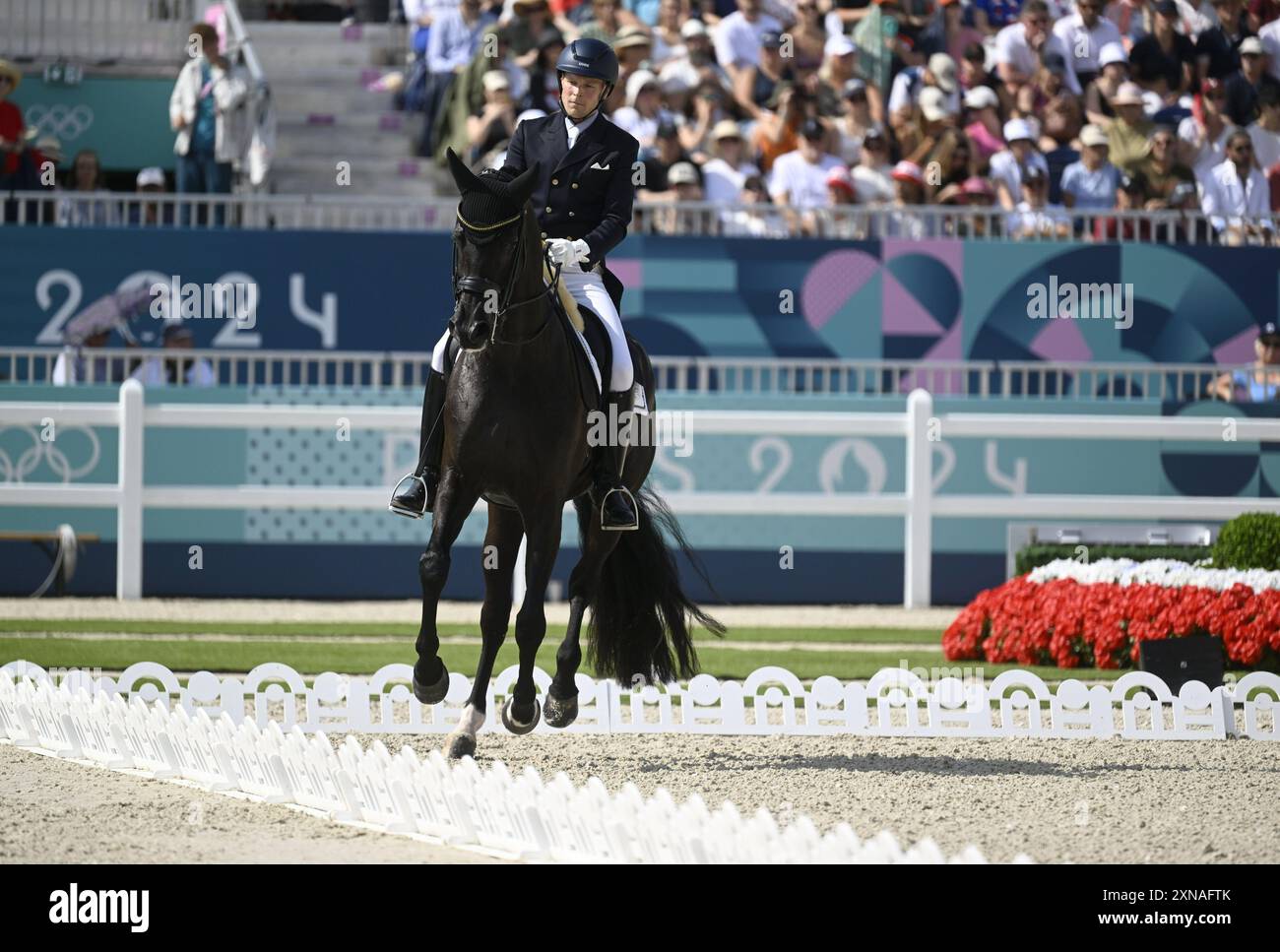 Paris, France. 31st July, 2024. Henri Ruoste of Finland with horse ...