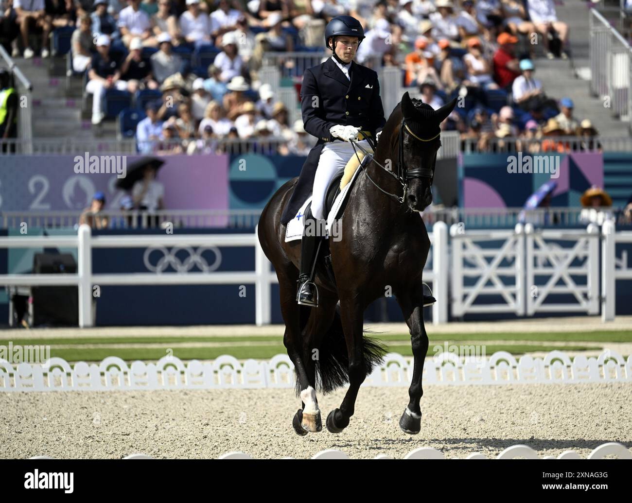 Paris, France. 31st July, 2024. Henri Ruoste of Finland with horse ...