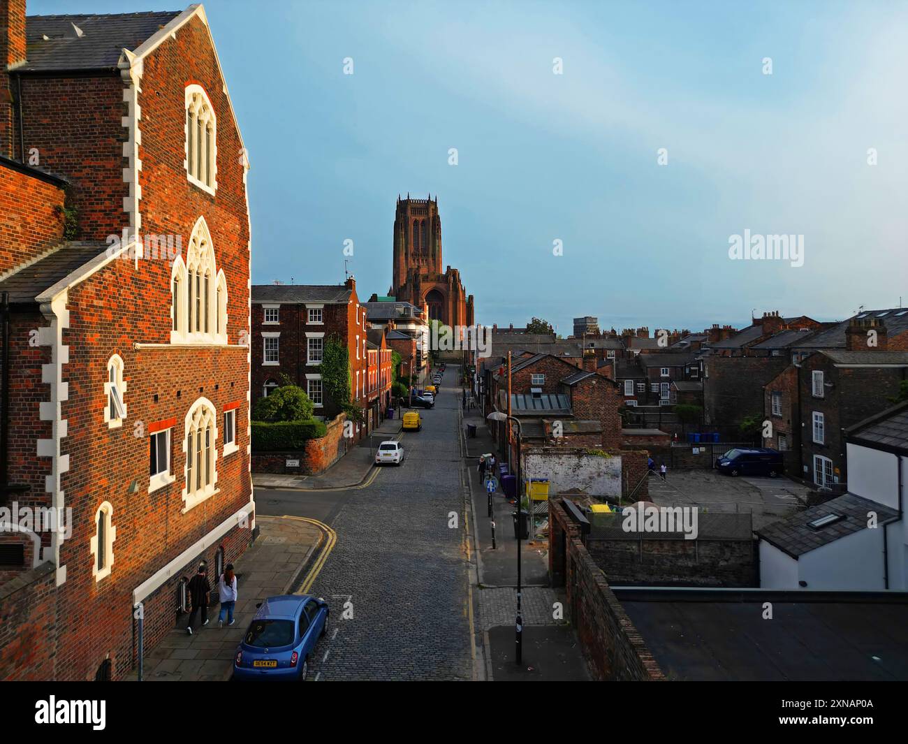 Aerial view looking down Pilgrim St towards Liverpool Anglican ...