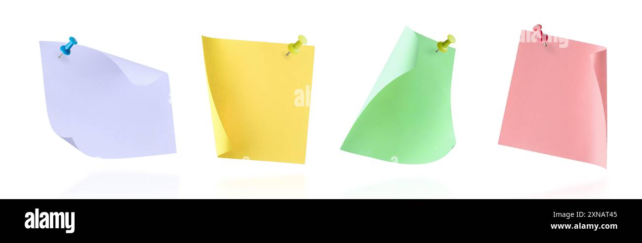 Set of flying notes or colored stickers isolated on white background ...