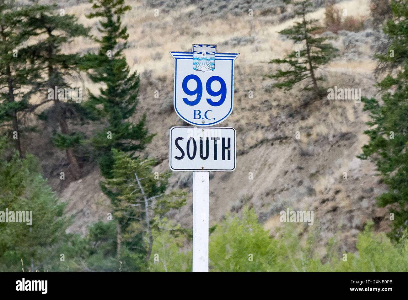 Straßenschild, Highway 99, British Columbia, Kanada, Symbolbild ...