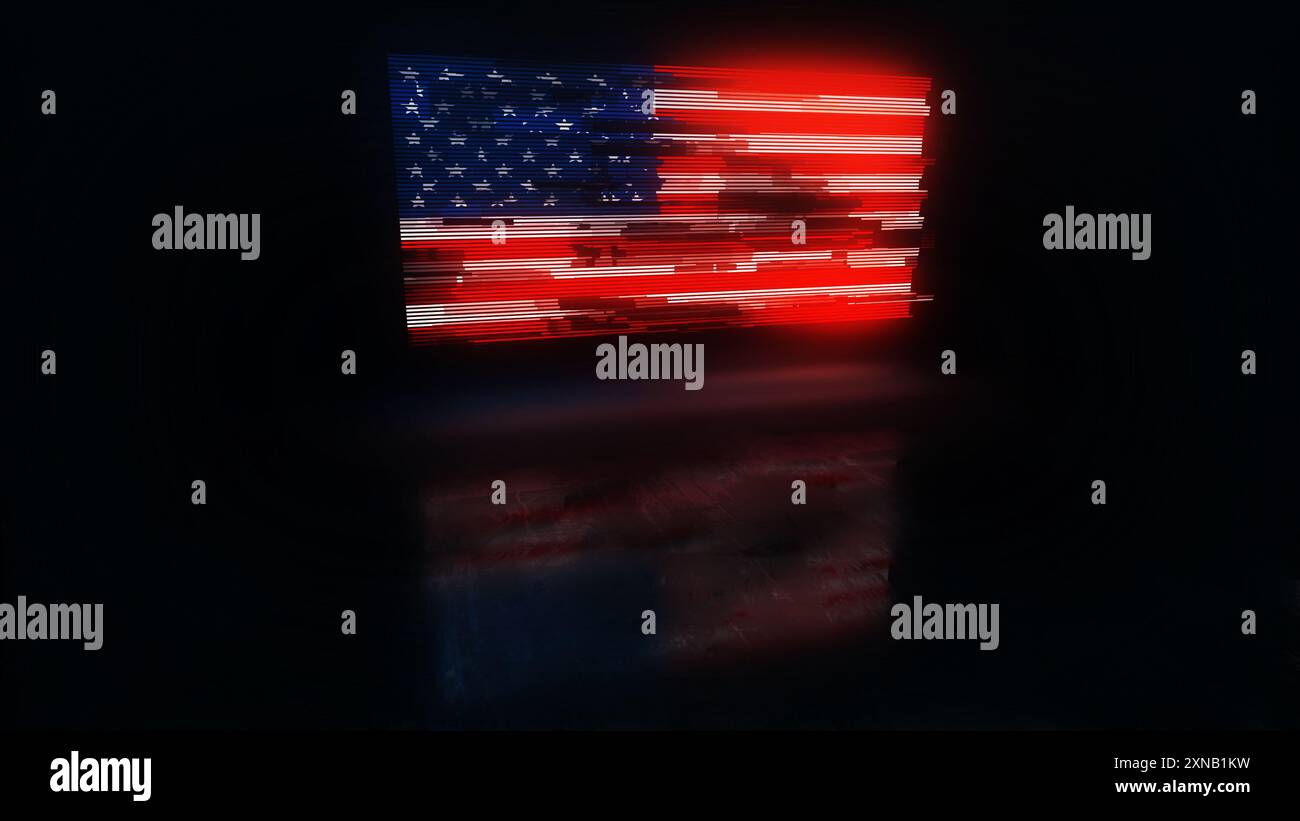 USA digital technology flag cyber background. United States banner ...